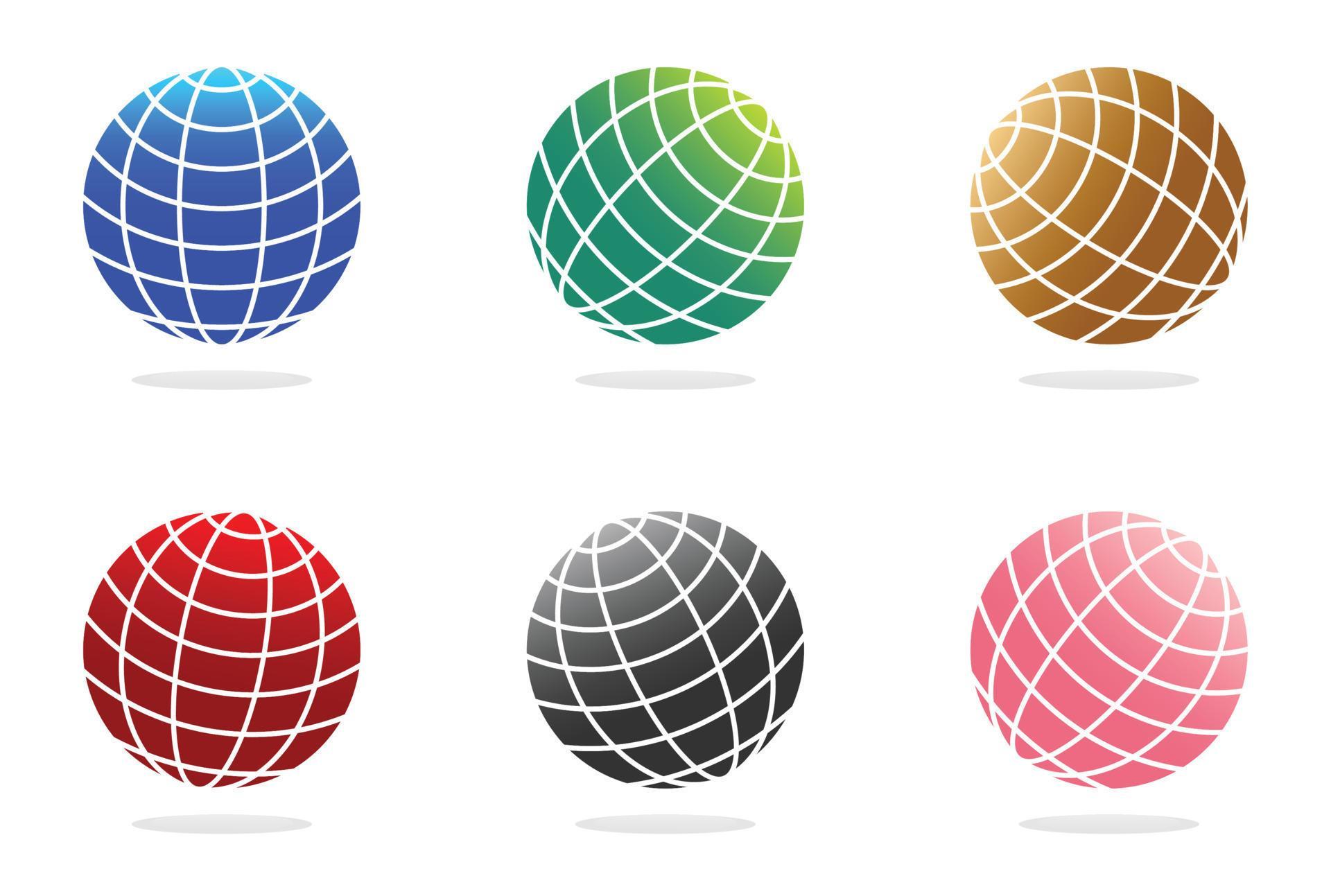 colorful globe icon set, flat design on white background. vector ...