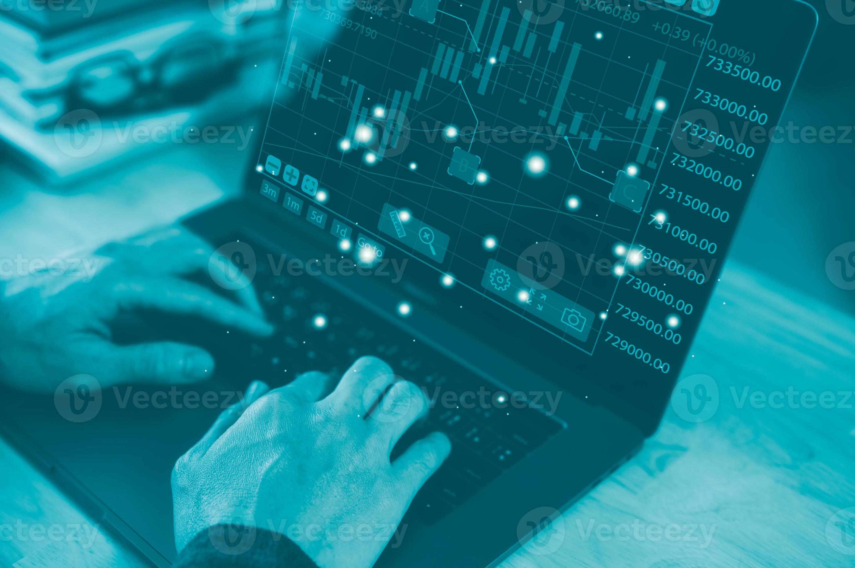 inversión concepto, empresario trabajando en computadora ordenador ...