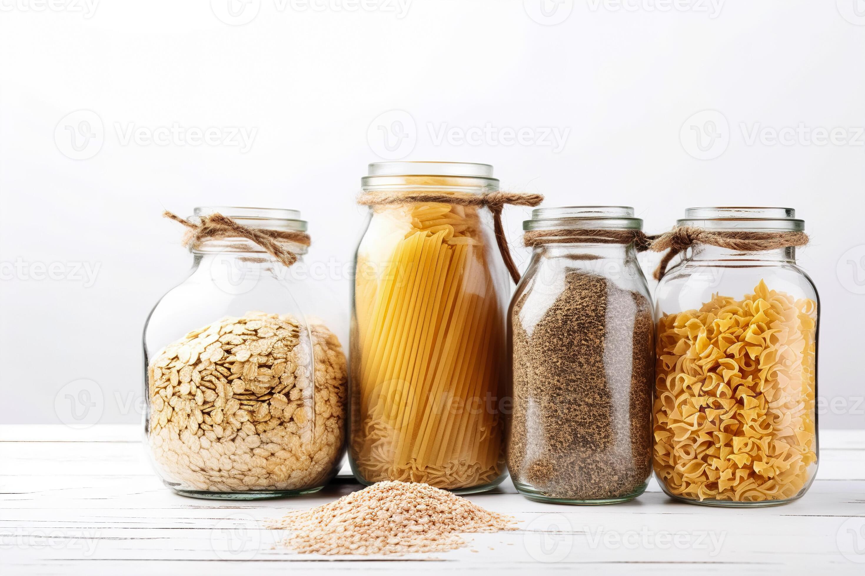 Photo of jars filled with assorted food items for meal preparation or storage. 21979580 Stock ...