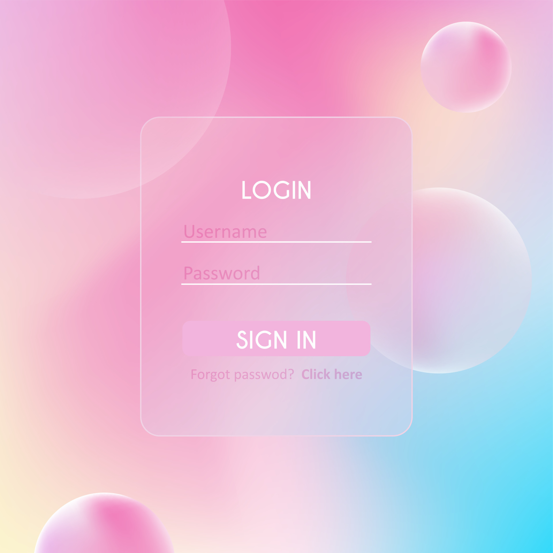 Glassmorphism vector concept. Glass effect login page. Mobile app login ... Glassmorphism vector concept. Glass effect login page. Mobile app login ...