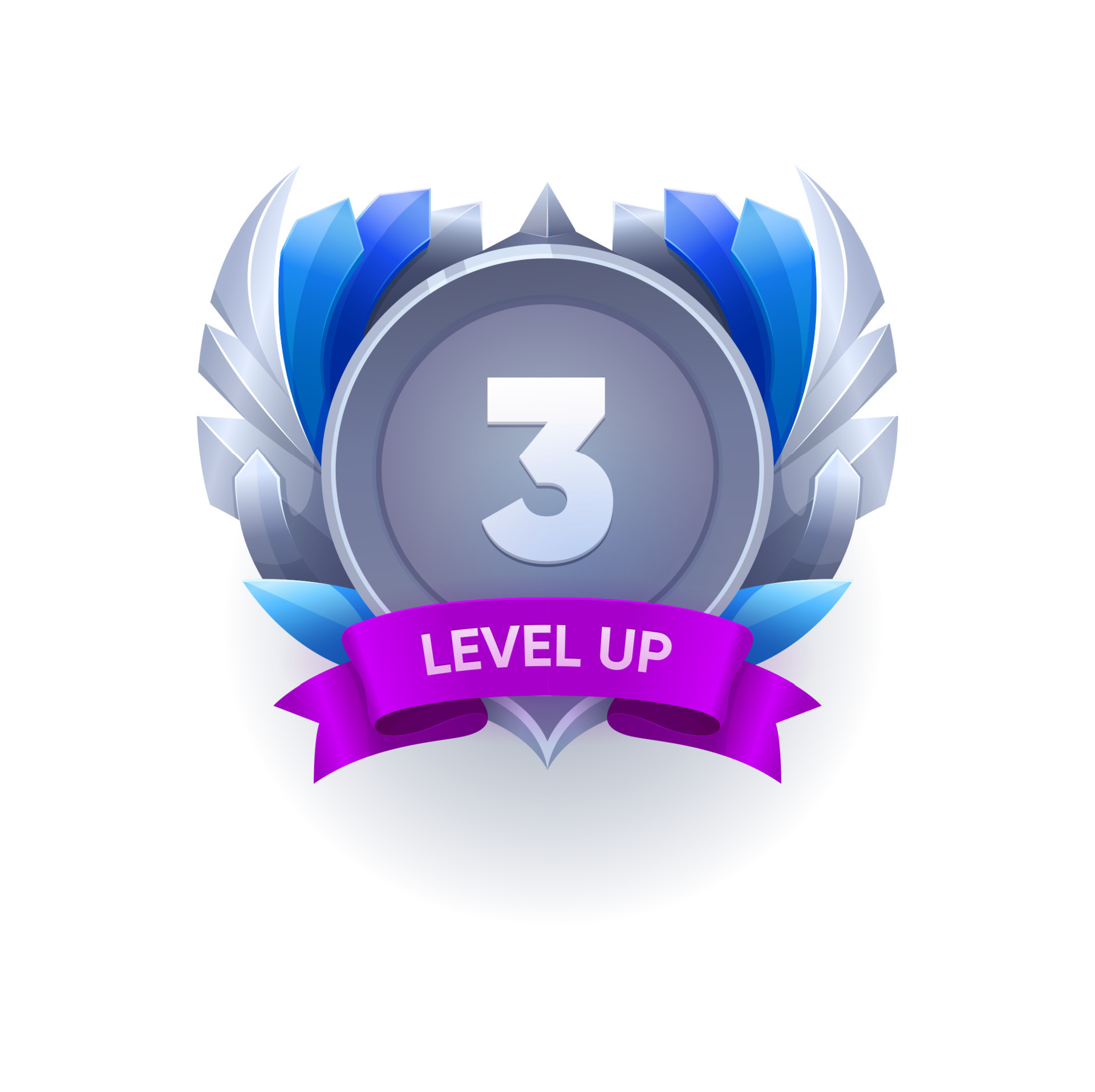Game Level Up And Win Metal Badge Ui Icon Label 21981532 Vector Art At Vecteezy
