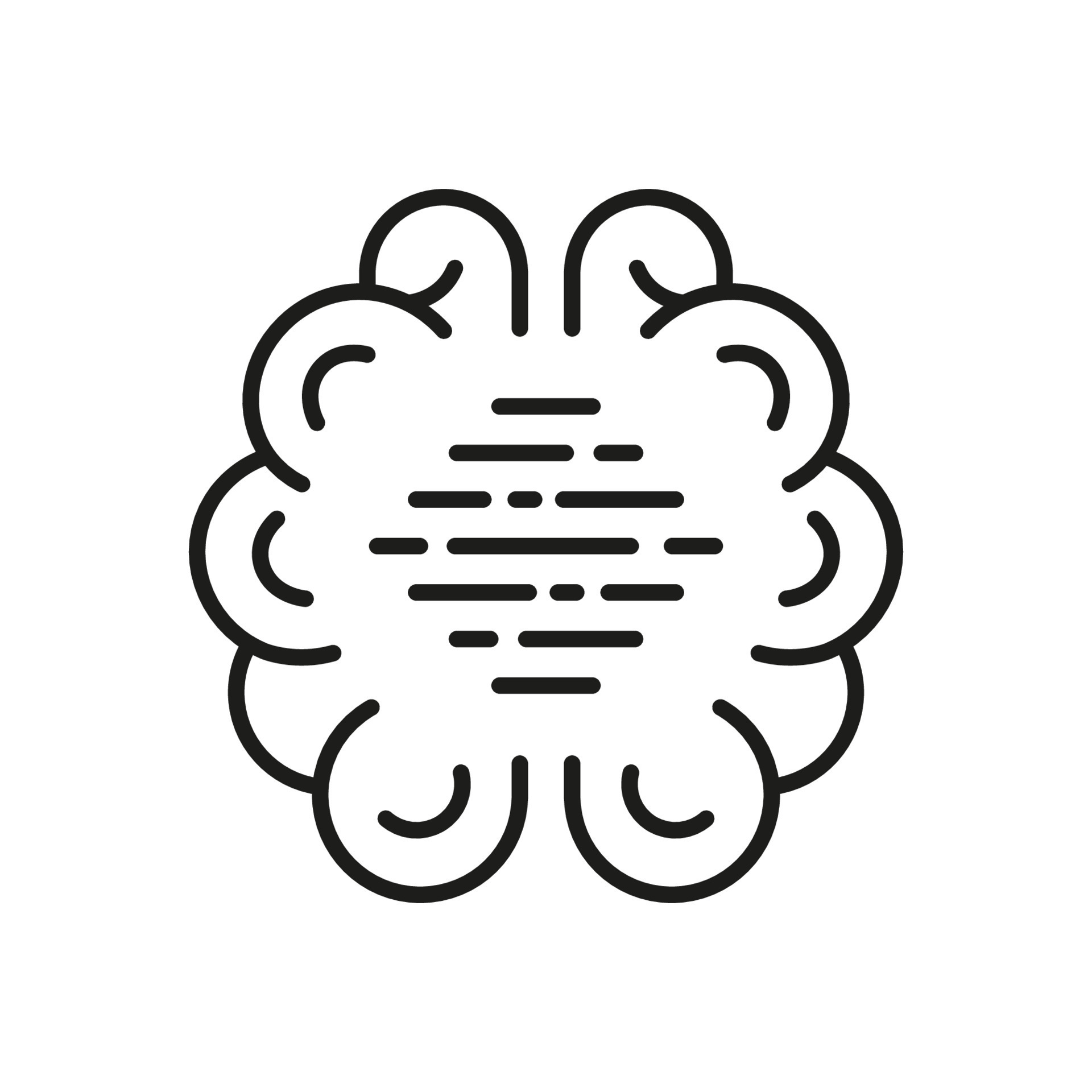 Tech Science Linear Pictogram. Artificial Intelligence Symbol on White Background. Human Brain ...