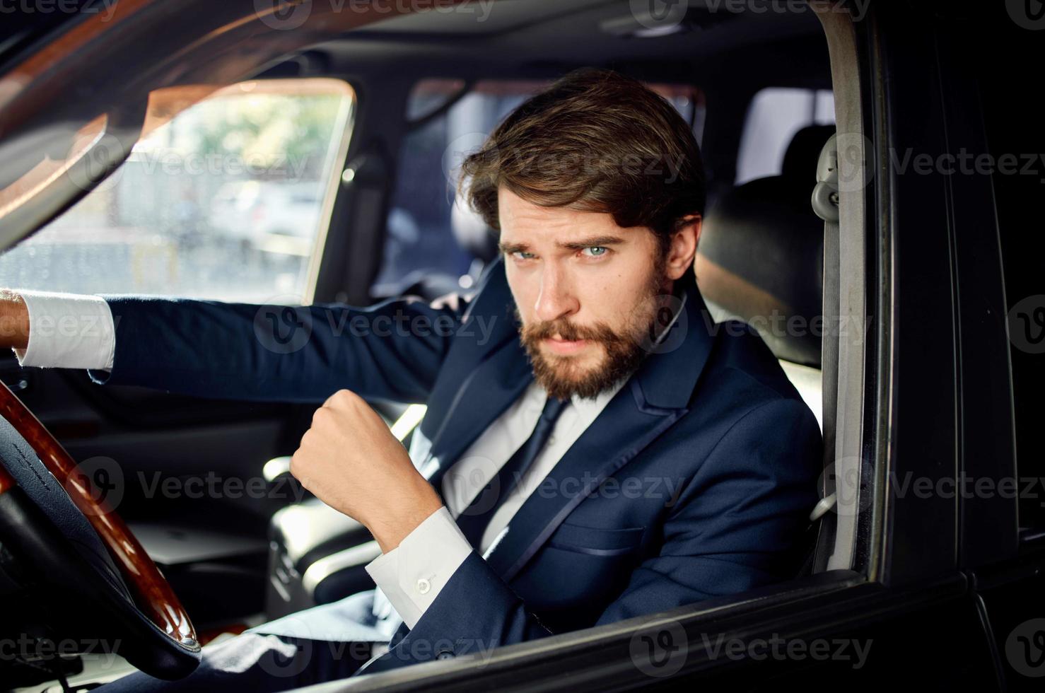 emotional man Driving a car trip luxury lifestyle communication by ...