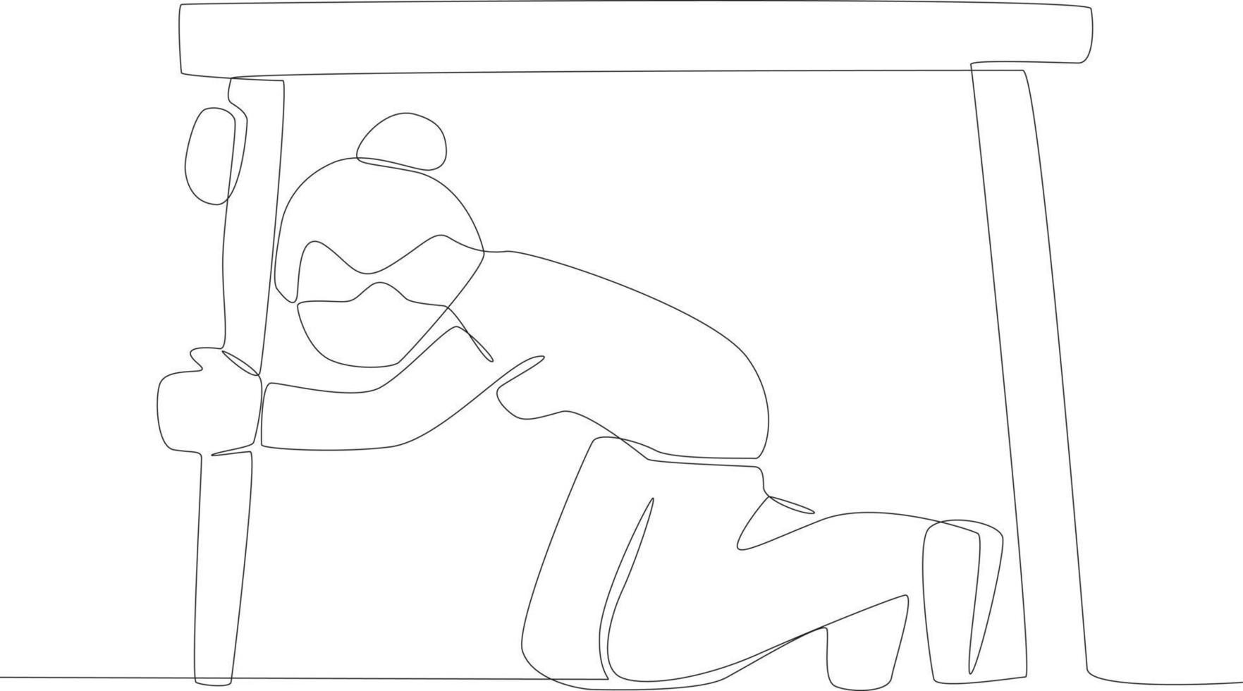 A Woman Holds On Under Table Legs 21989881 Vector Art At Vecteezy