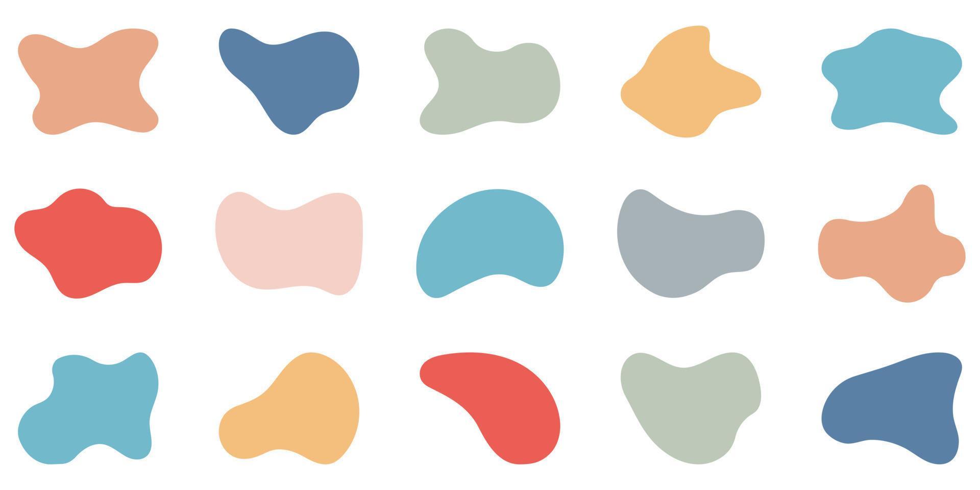 Free Form Abstract Color Silhouette Set on White Background. Asymmetric Blotch, Stain, Spot ...