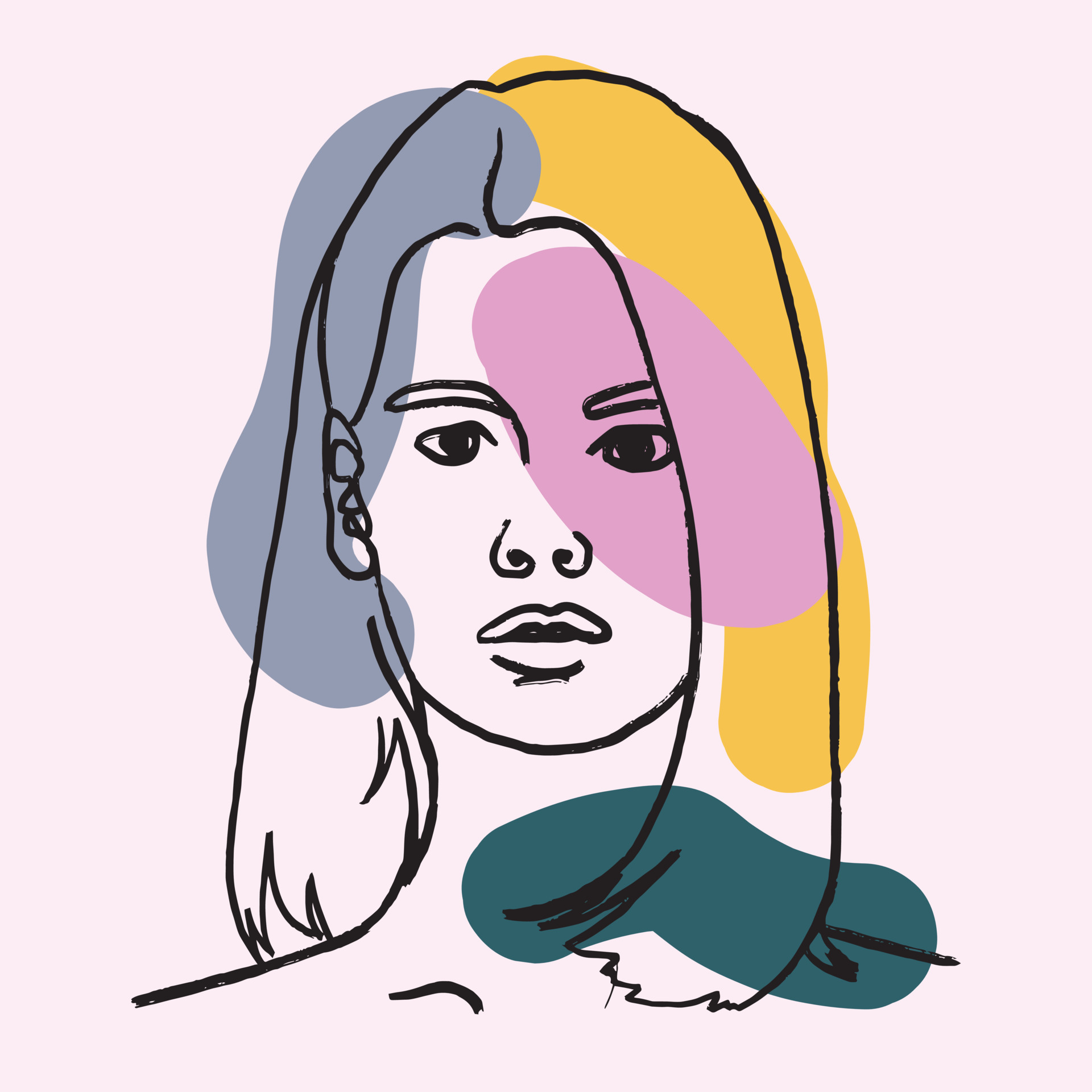 Modern Woman Vector Illustration Sketch Style Minimal Trendy Fashion Model Portrait 21996453