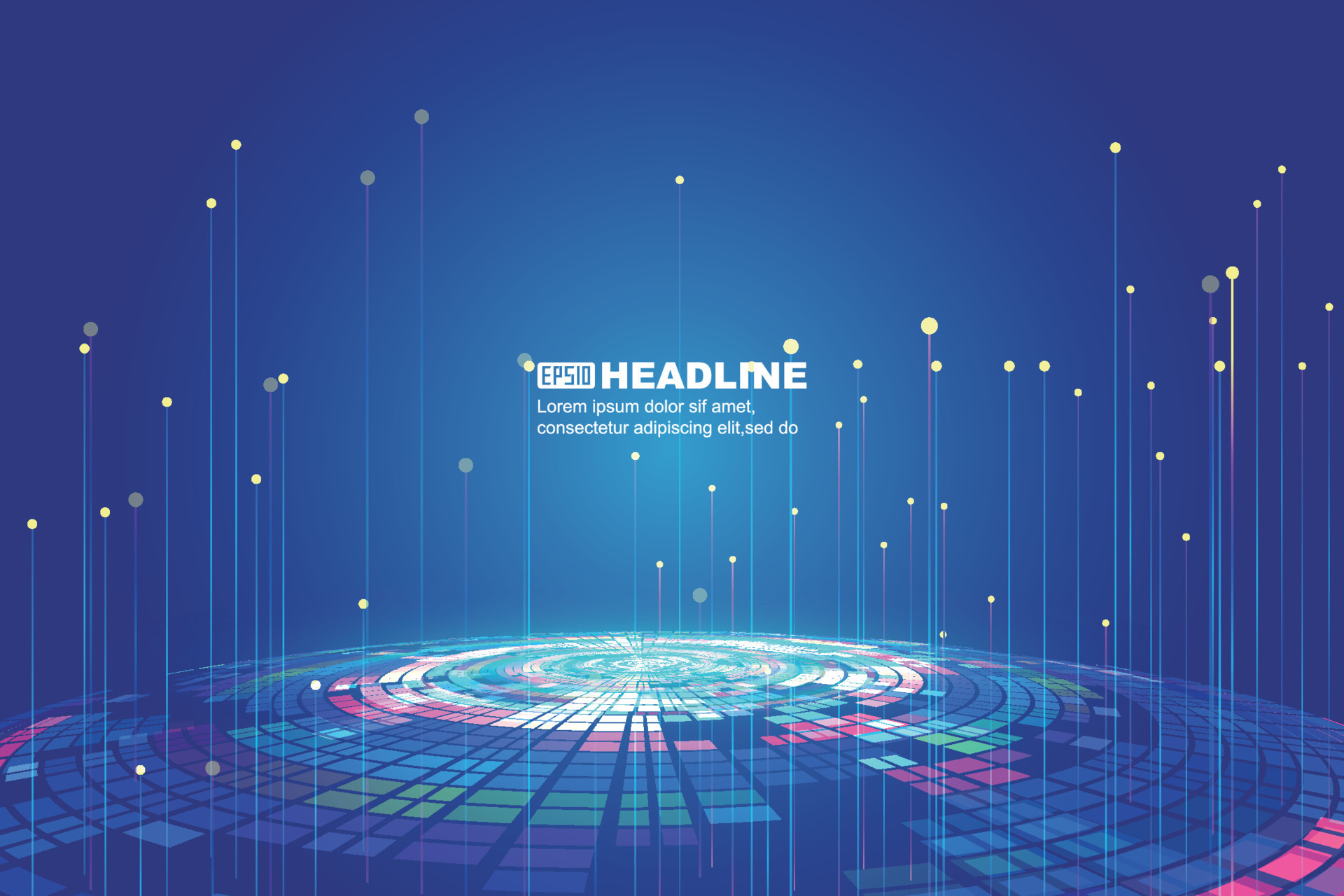 Color square spiral wheel with ray big data technology sense background ...