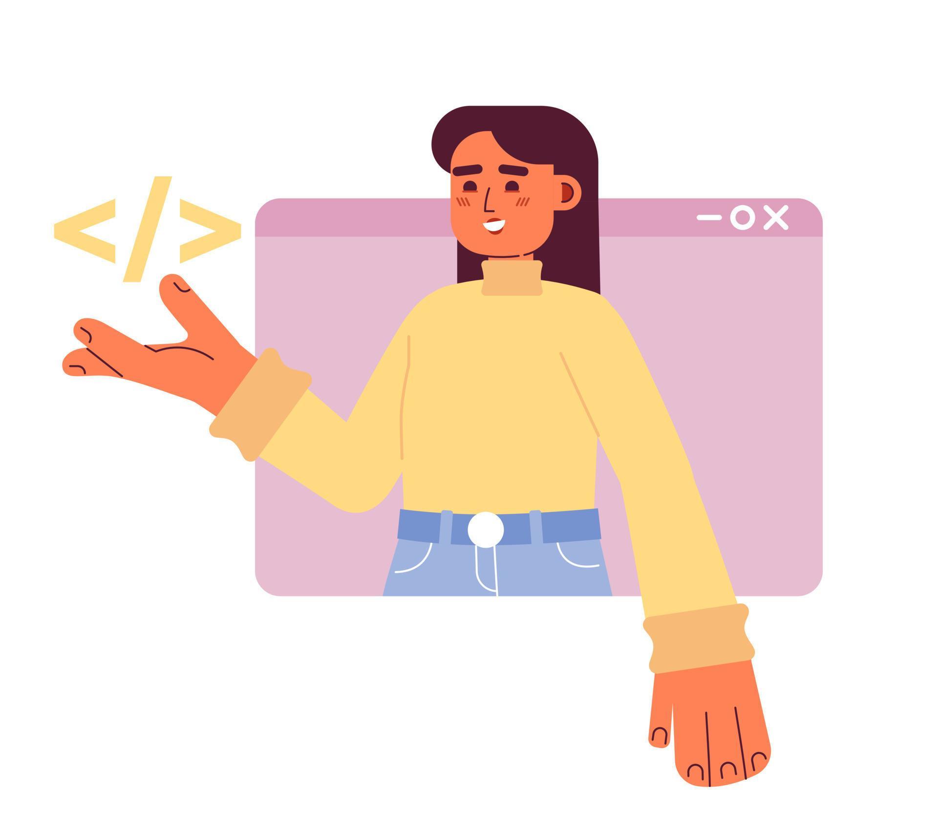 Web engineer building website code flat concept vector spot ...