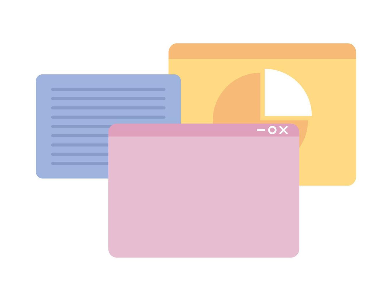 Open multiple webpages in browser semi flat color vector icon. Planning ...