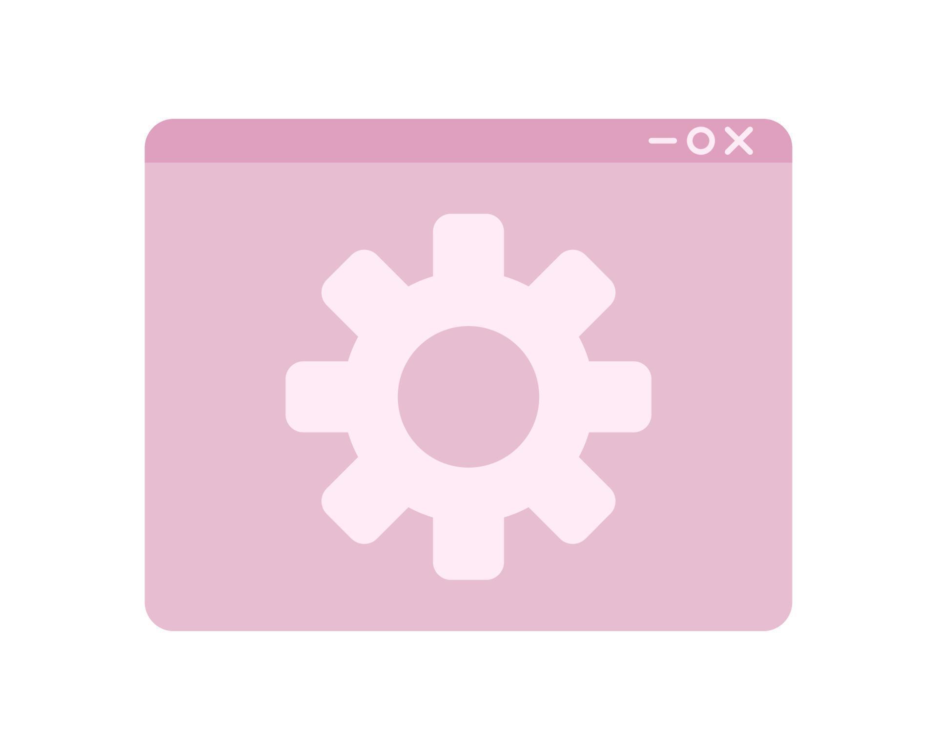 Open webpage with settings semi flat color vector icon. Browser page with cogwheel. Editable ...