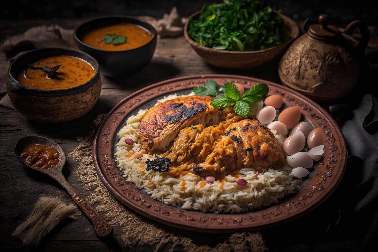Yemeni food. chicken with rice. Illustration 22005987 Stock Photo at ...