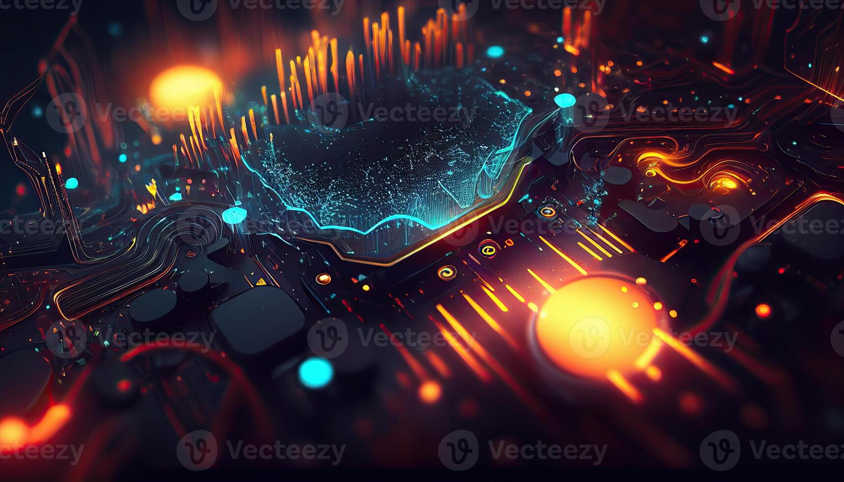 Abstract Technology Background Chip Circuit Cpu Motherboard Illustration Digital Backdrop