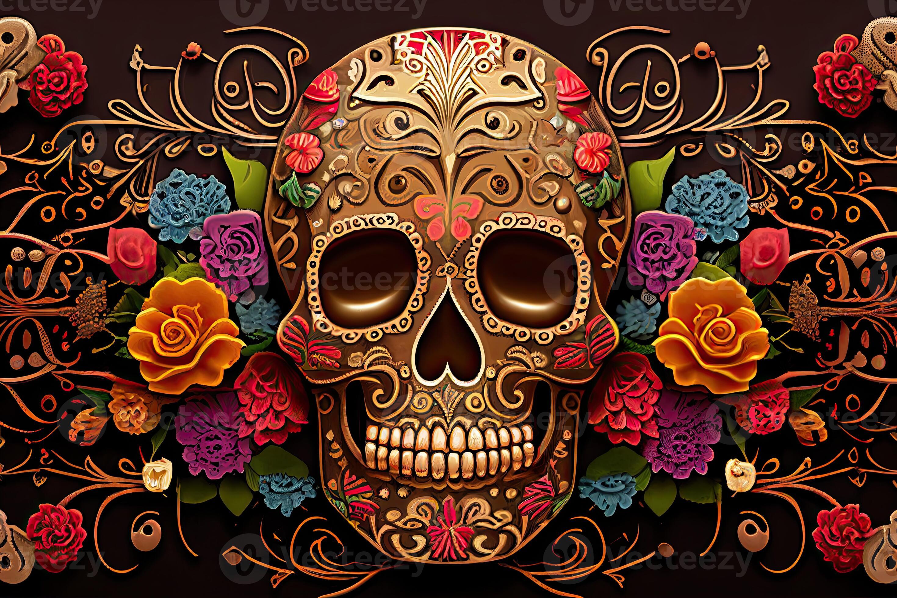 Flowers And Skulls Wallpaper flowers-and-skulls-wallpaper