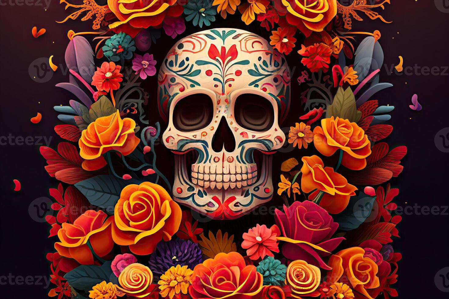 Dia De Los Muertos Background Day Of The Dead Art Decoration Bones
