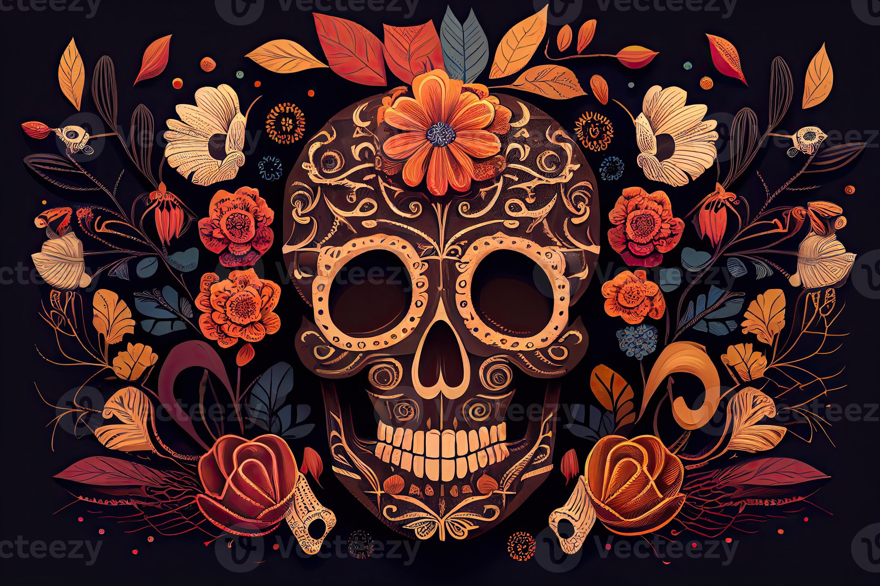 Dia De Los Muertos Background Day of the Dead Art Decoration, Bones ... Dia De Los Muertos Background Day of the Dead Art Decoration, Bones ...