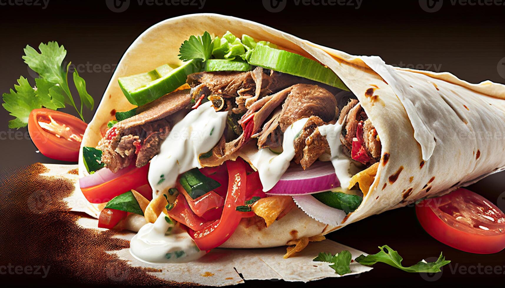 Tasty Doner Kebab Shawarma Roll Wrap Illustration Food 22007194 Stock