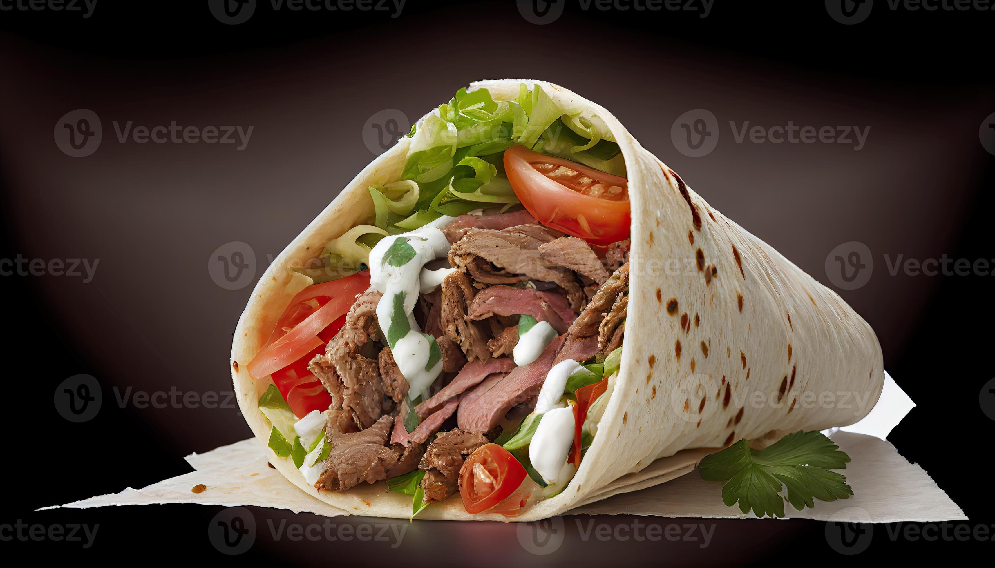 Tasty Doner Kebab Shawarma Roll Wrap Illustration Food 22007215 Stock