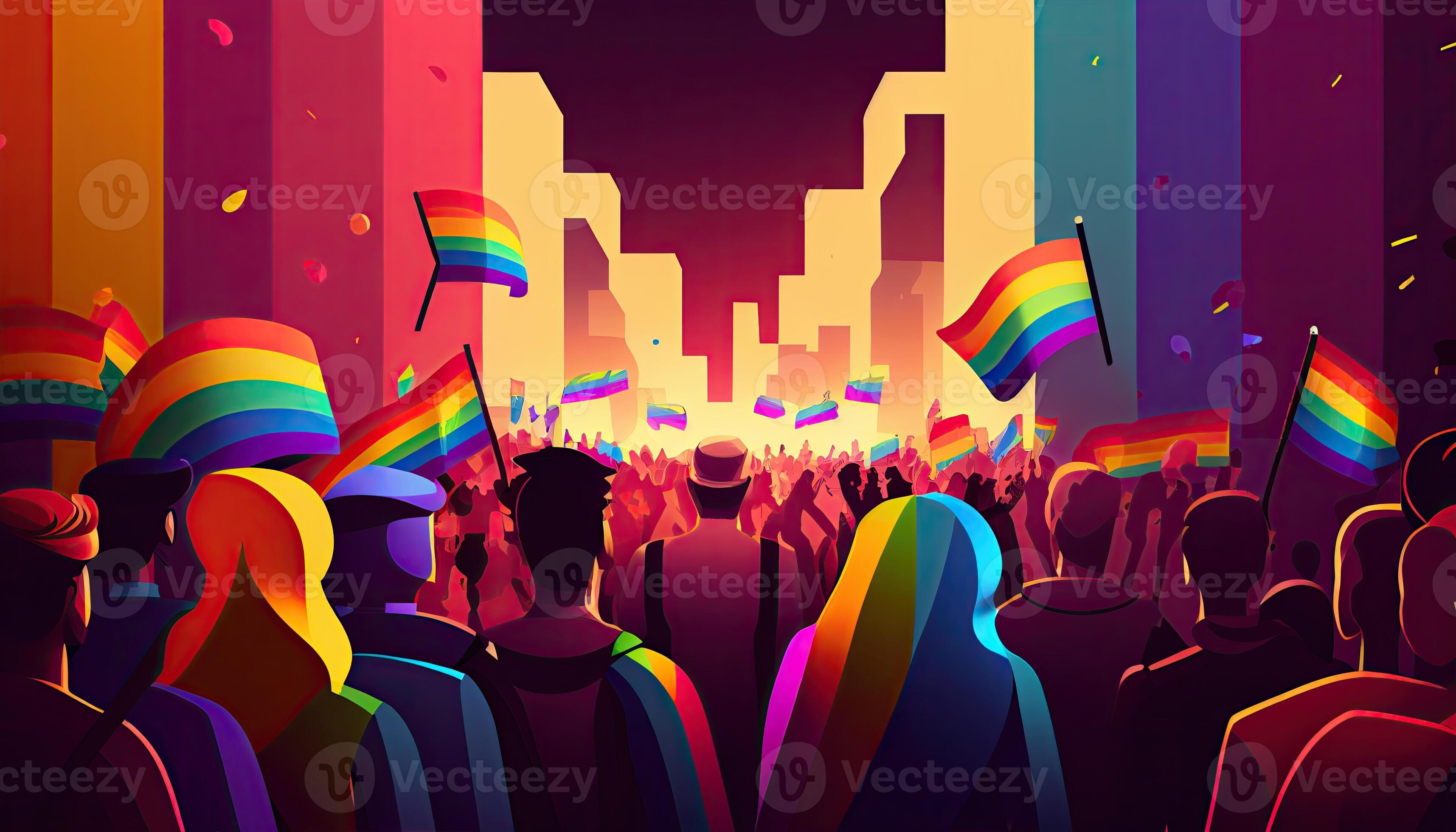 LGBT Community Pride Background Illustration, Rainbow Flag Colors ...