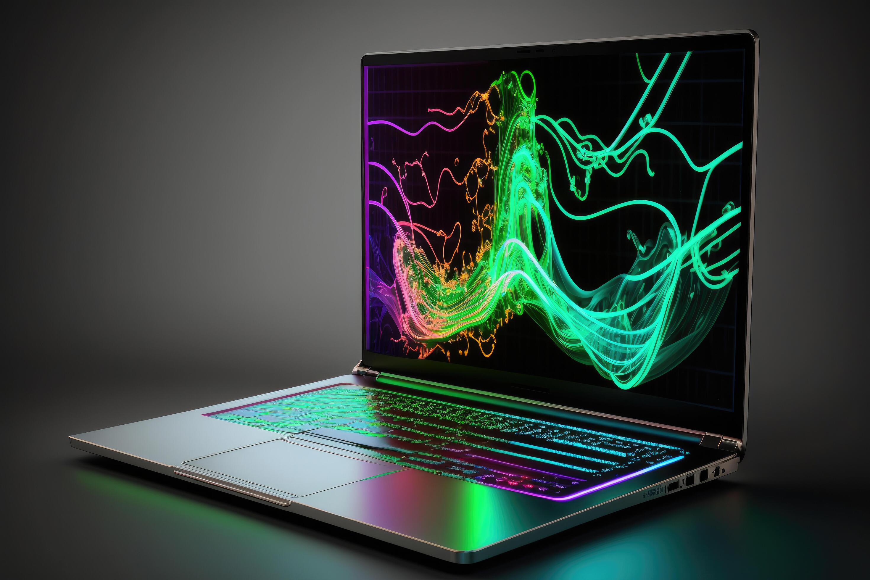 Laptop with digital data. Illustration 22008238 Stock Photo at Vecteezy