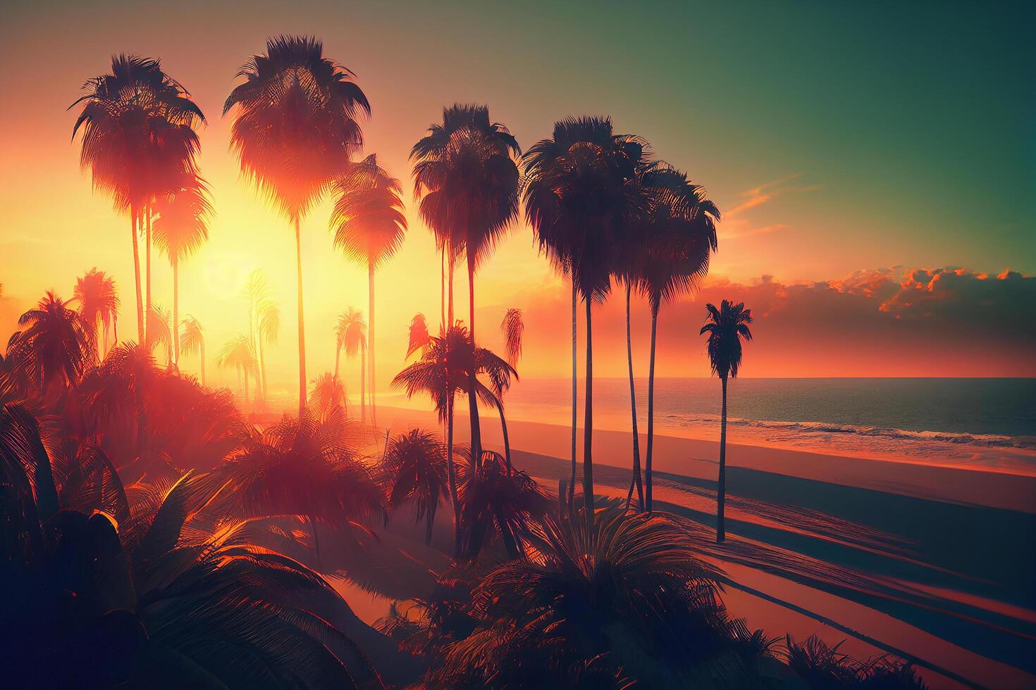 Beautiful Colorful Sunset Background Tropical Ocean beach. Illustration ... Beautiful Colorful Sunset Background Tropical Ocean beach. Illustration ...