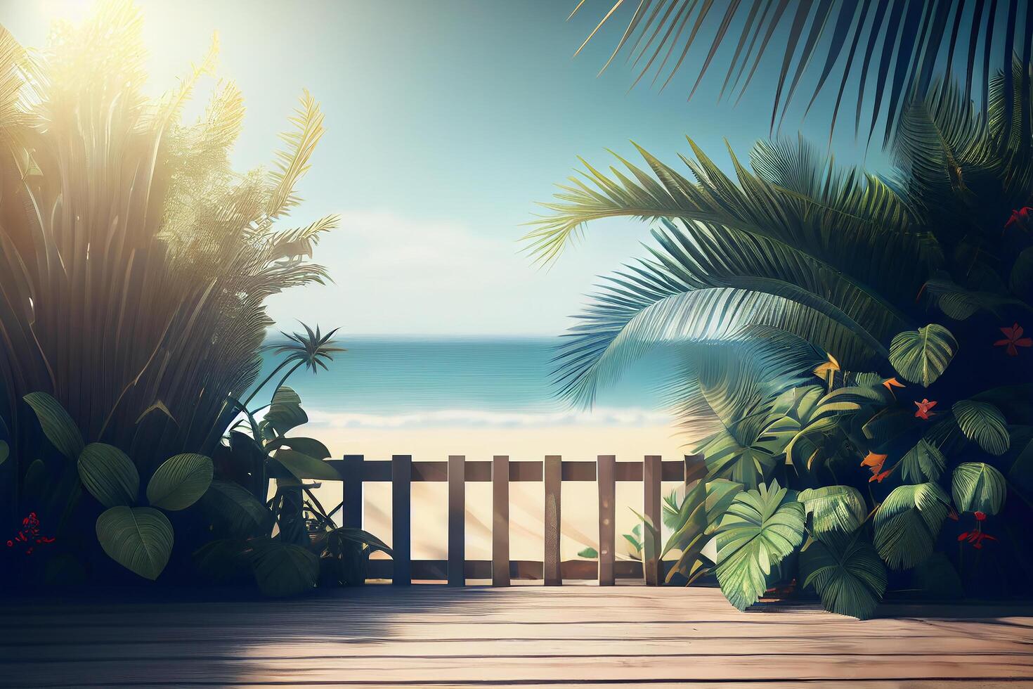 Beautiful Colorful Sunset Background Tropical Ocean beach. Illustration ... Beautiful Colorful Sunset Background Tropical Ocean beach. Illustration ...