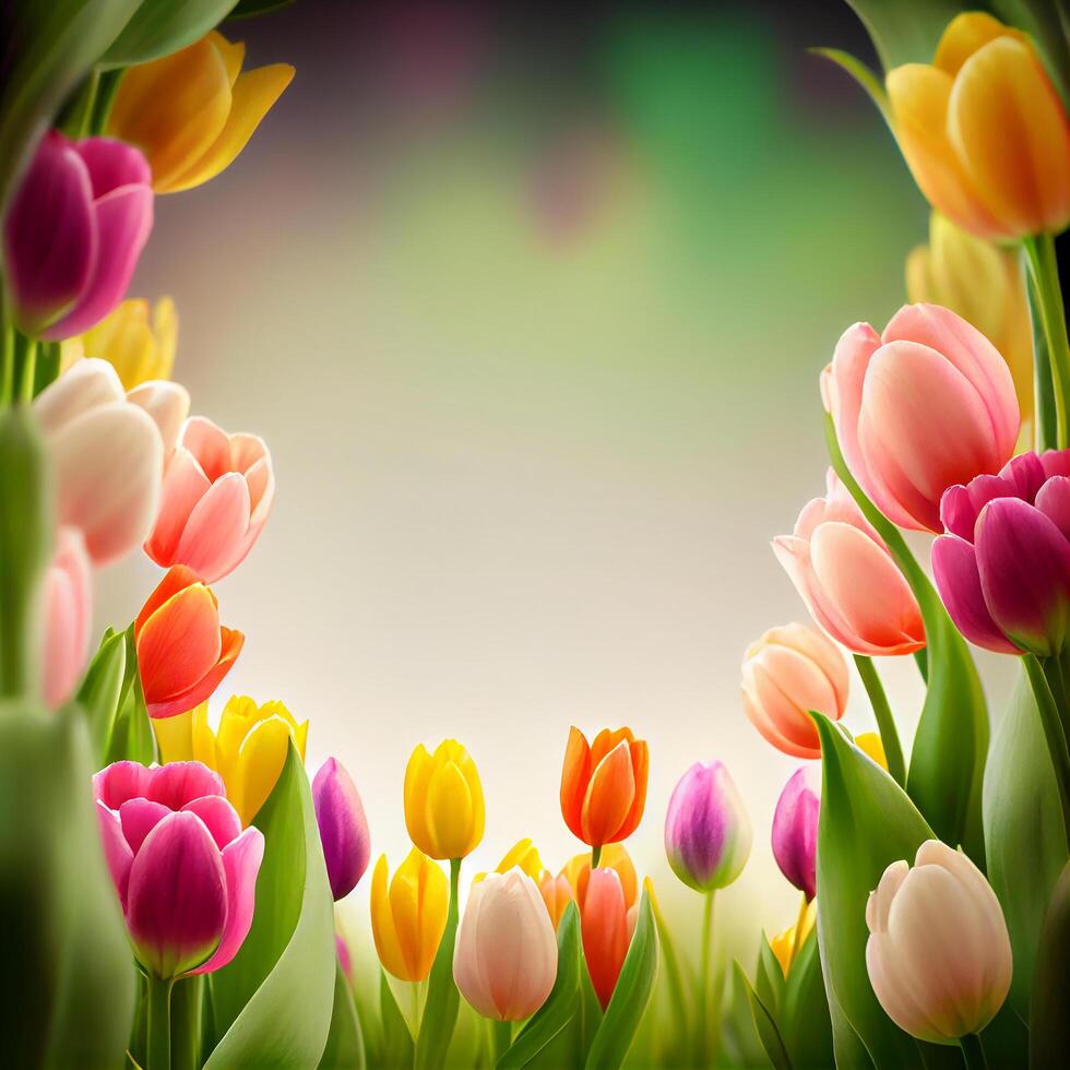 Colorful Spring Tulips Natural Background 22011489 Stock Photo at Vecteezy