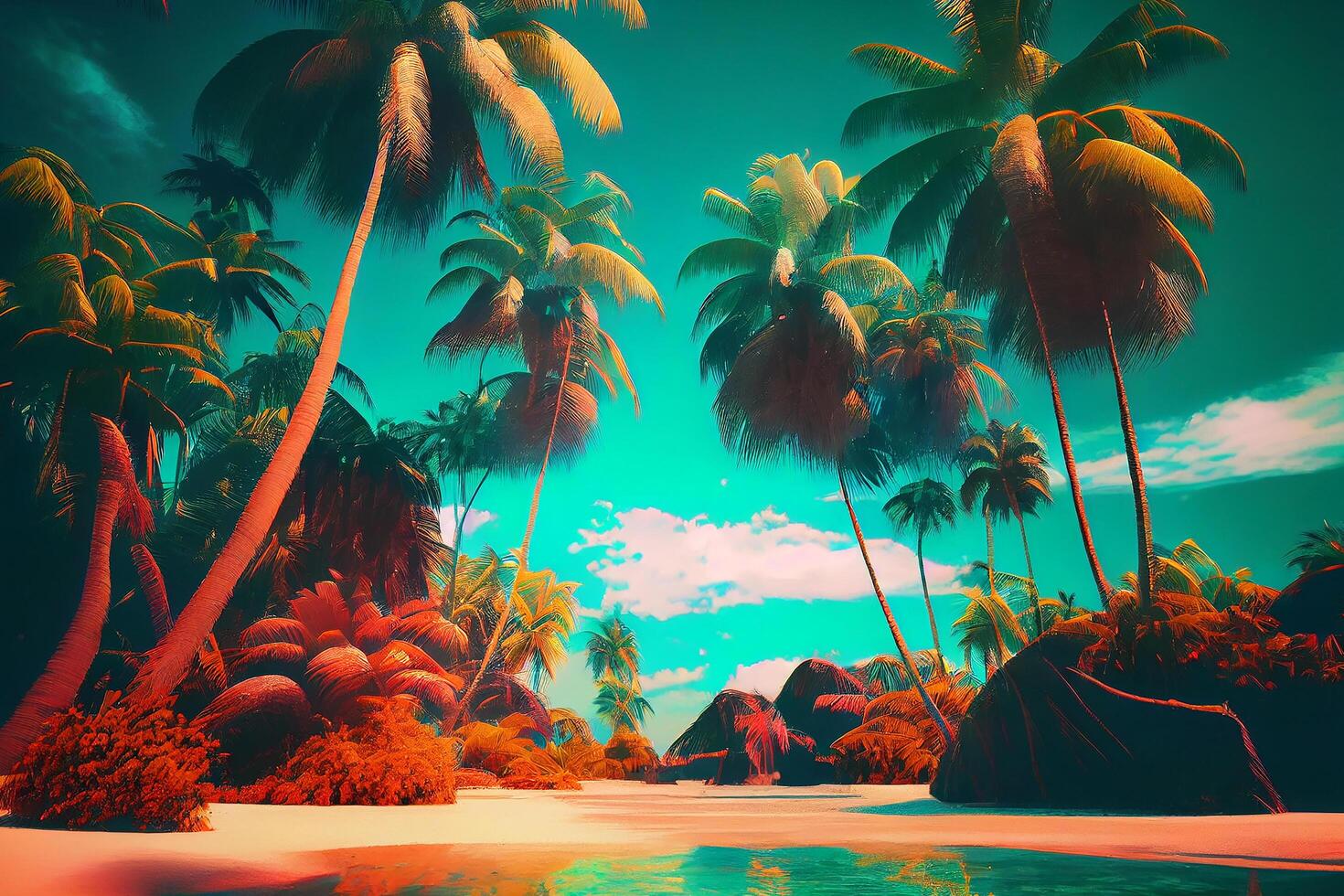 Beautiful Colorful Sunset Background Tropical Ocean beach. Illustration ... Beautiful Colorful Sunset Background Tropical Ocean beach. Illustration ...
