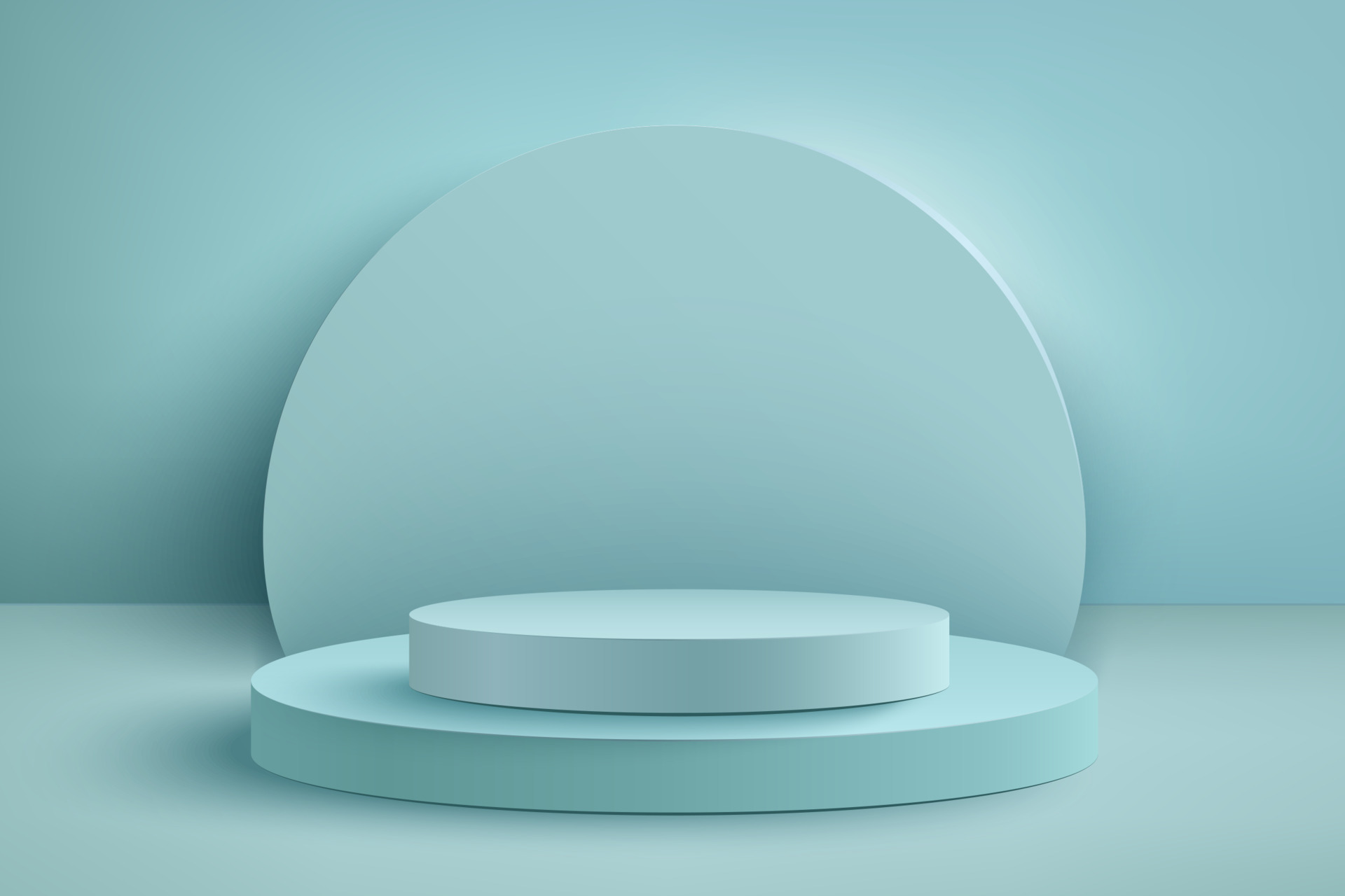 Abstract 3D realistic blue empty round podiums. Minimal scene for ... Abstract 3D realistic blue empty round podiums. Minimal scene for ...