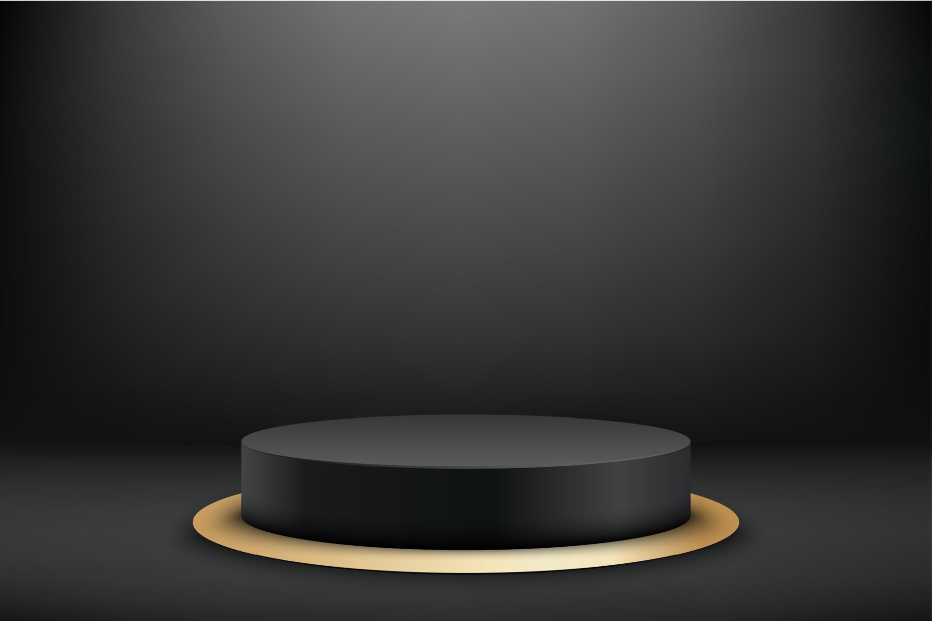 Abstract 3D realistic black empty round podium and golden oval ground ... Abstract 3D realistic black empty round podium and golden oval ground ...