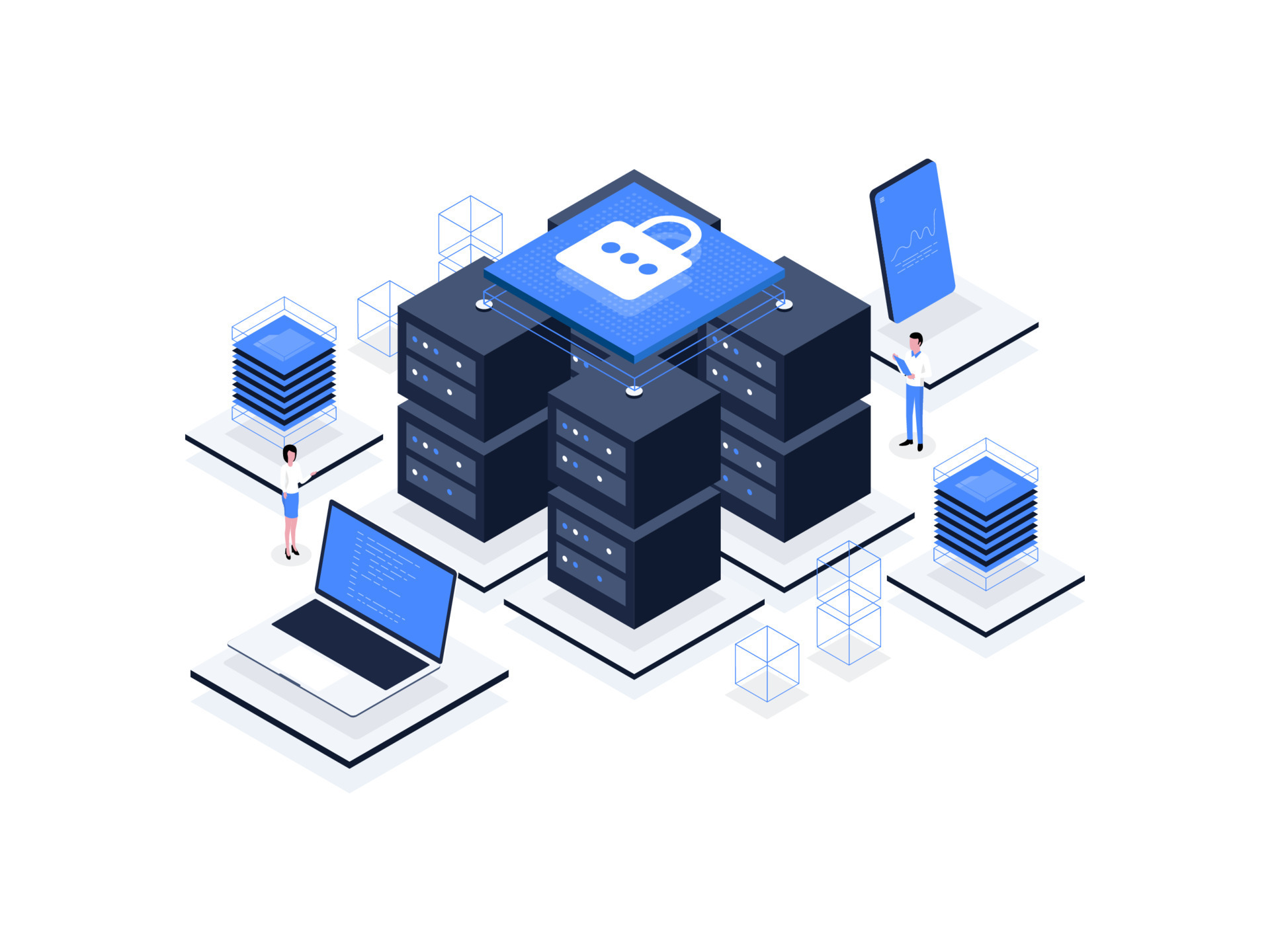 Database Isometric Illustration Flat Color Suitable For Mobile App