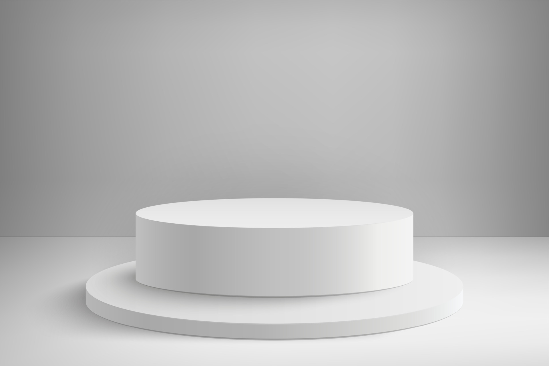 Abstract 3D realistic white empty round podiums. Minimal scene for ... Abstract 3D realistic white empty round podiums. Minimal scene for ...