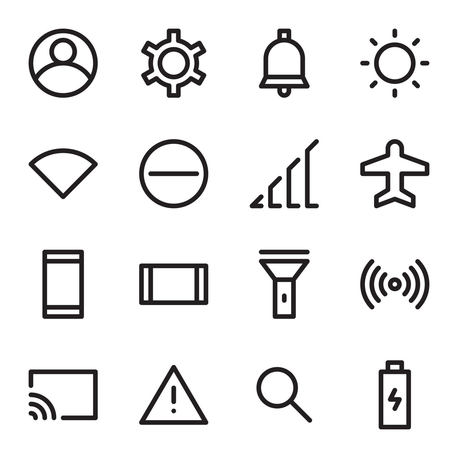 User interface icons, set of UI icons with outline style 22014094 Vector Art at Vecteezy