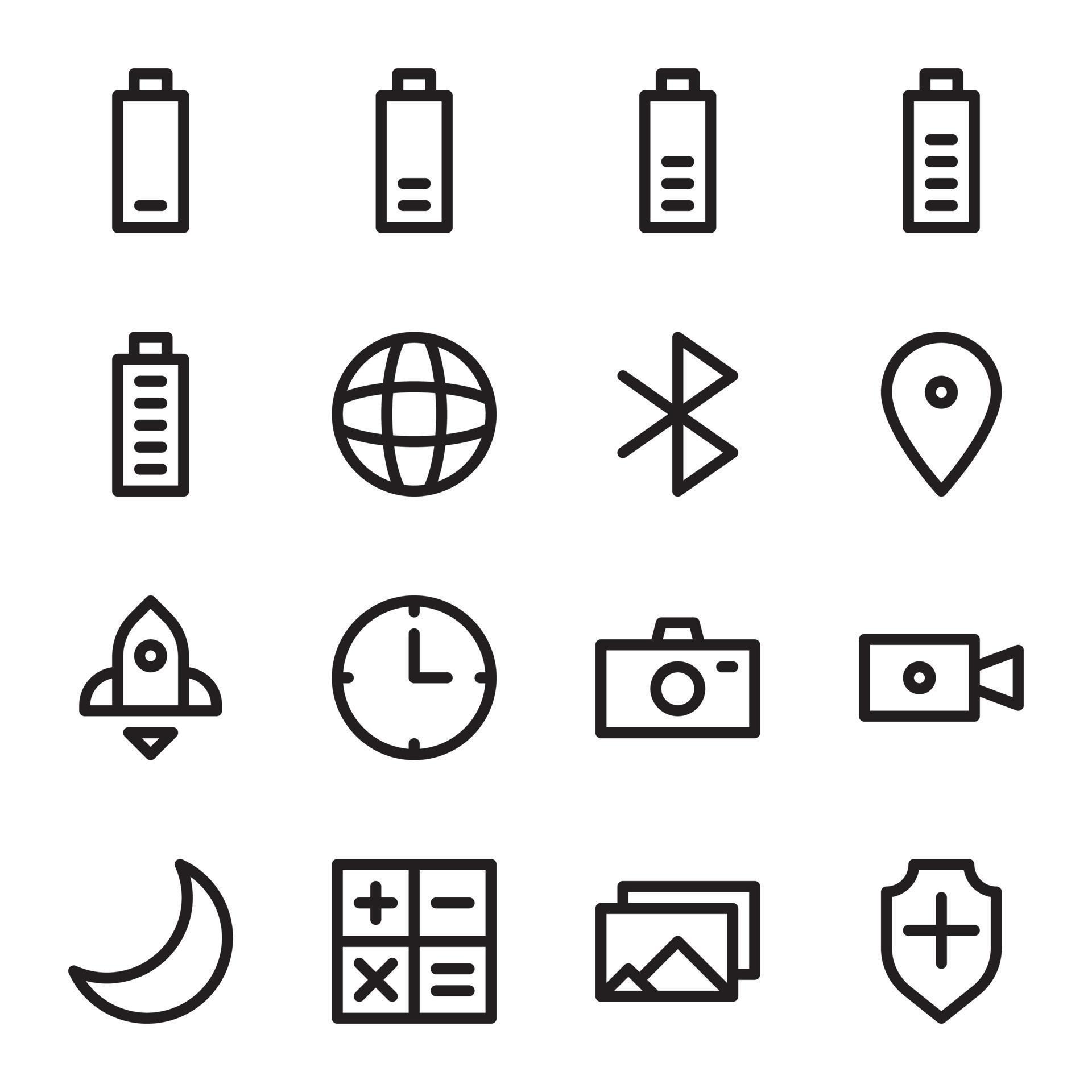 User interface icons, set of UI icons with outline style 22014095 Vector Art at Vecteezy