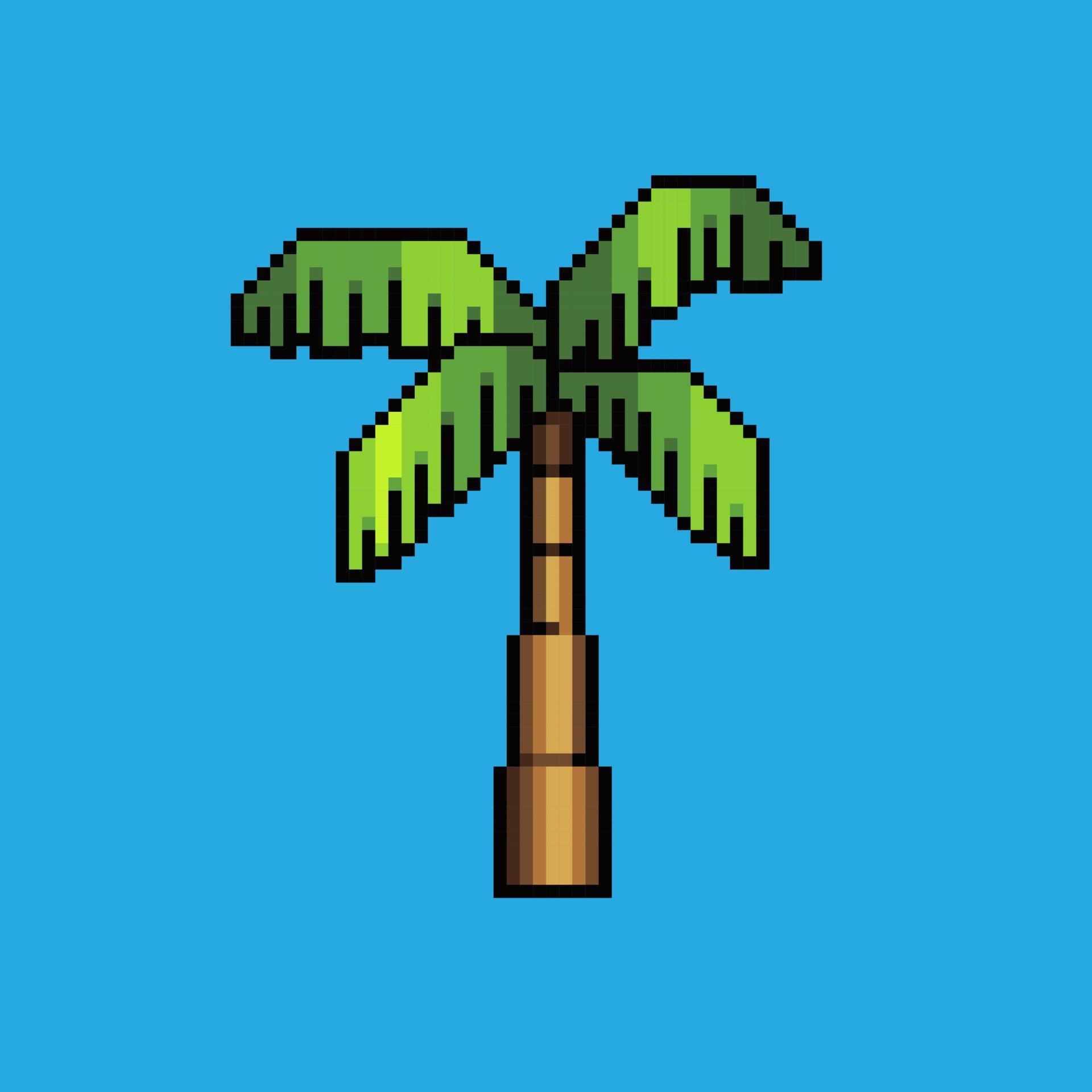 Pixel art illustration Palm tree. Pixelated palm tree. Green nature ...