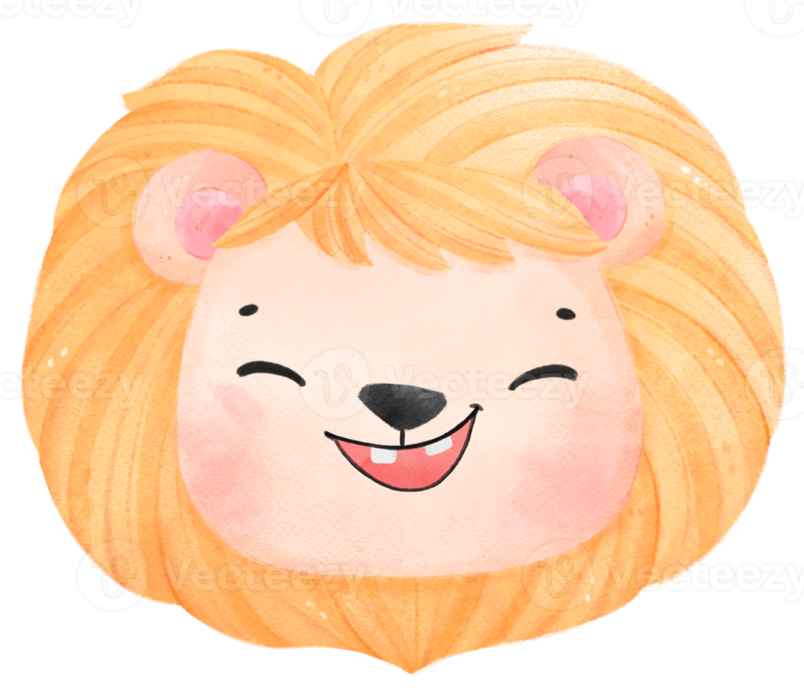 Free Cute Watercolour Happy Baby Lion Wildlife Animal Face Head Cartoon free-cute-watercolour-happy-baby-lion-wildlife-animal-face-head-cartoon