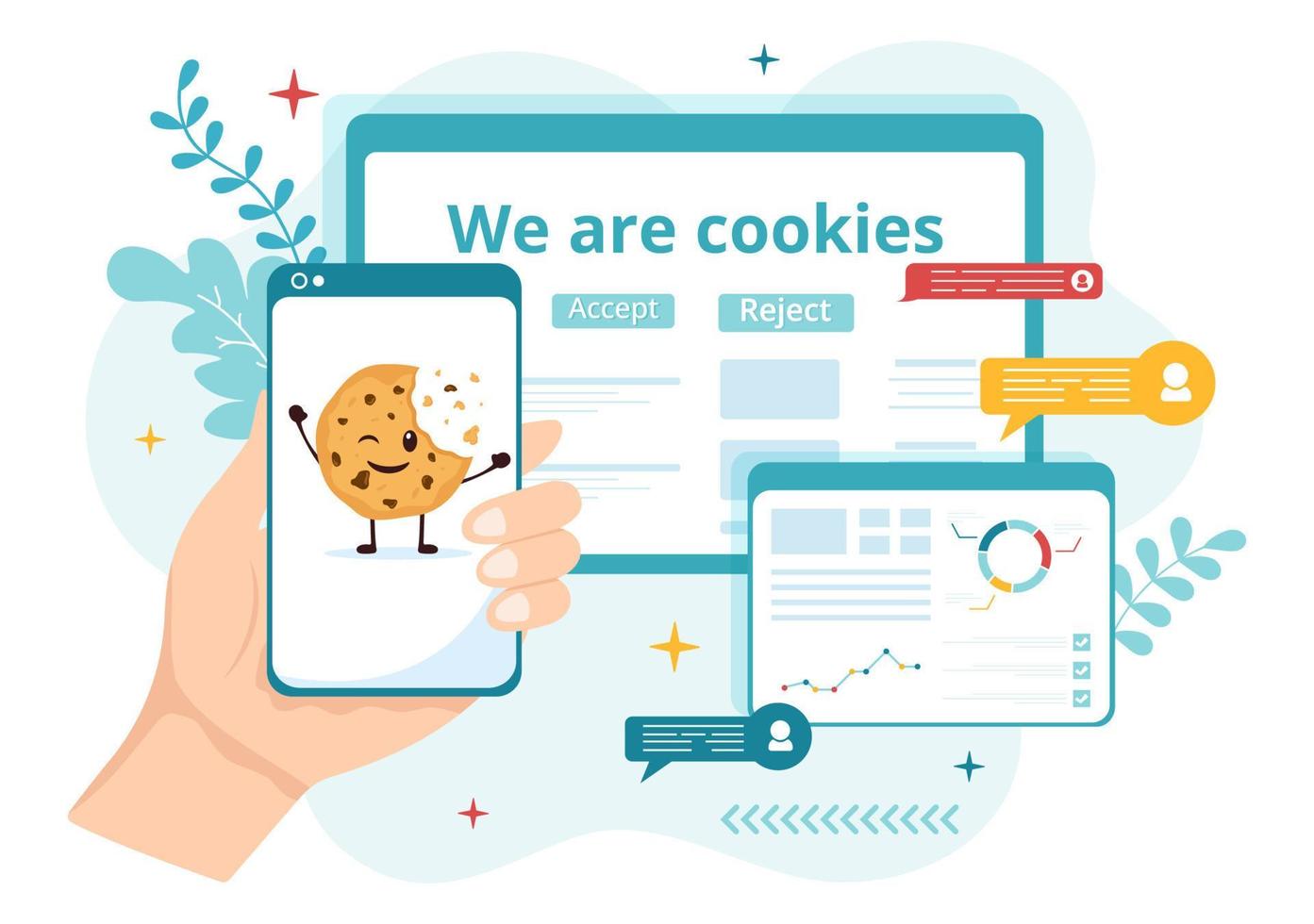 Internet Cookies Technology Illustration with Track Cookie Record of ...