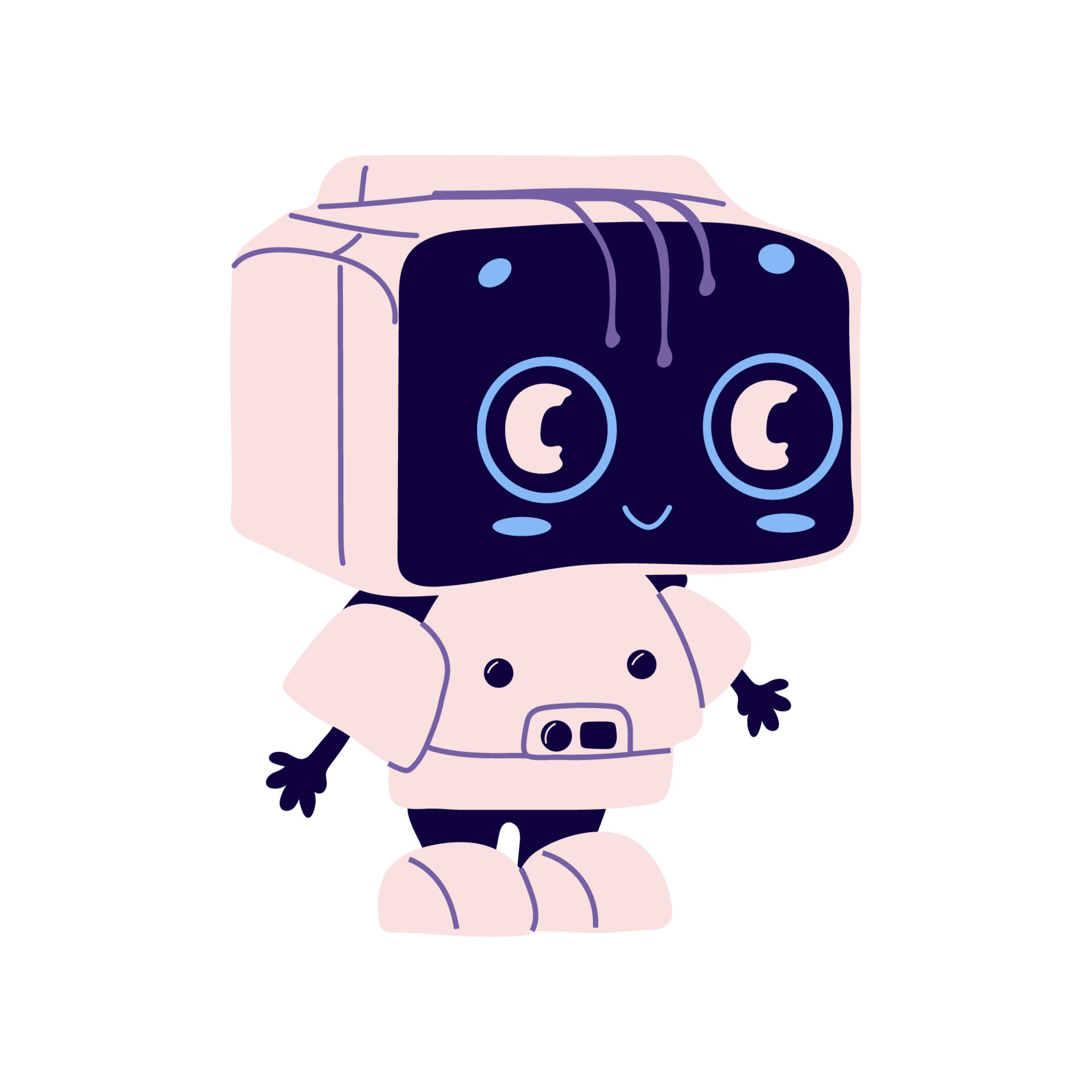 Cute Robot In Retro Futuristic Style Android Bot Character Smart Machine Smart Assistant