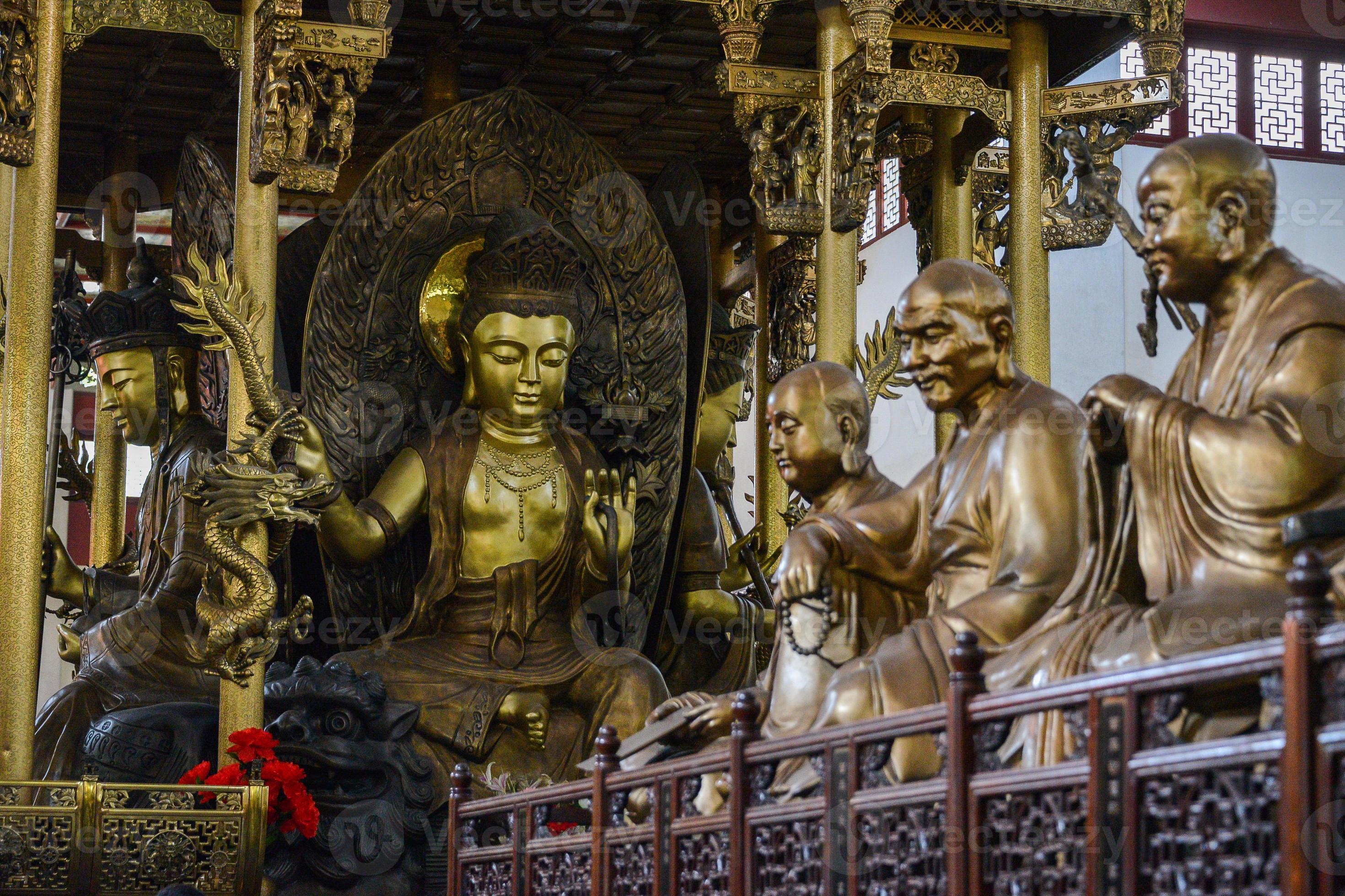 Hall with statues at Lingyin Temple, Hangzhou, Zhe jiang, China Focused at left statue 22032128 ...