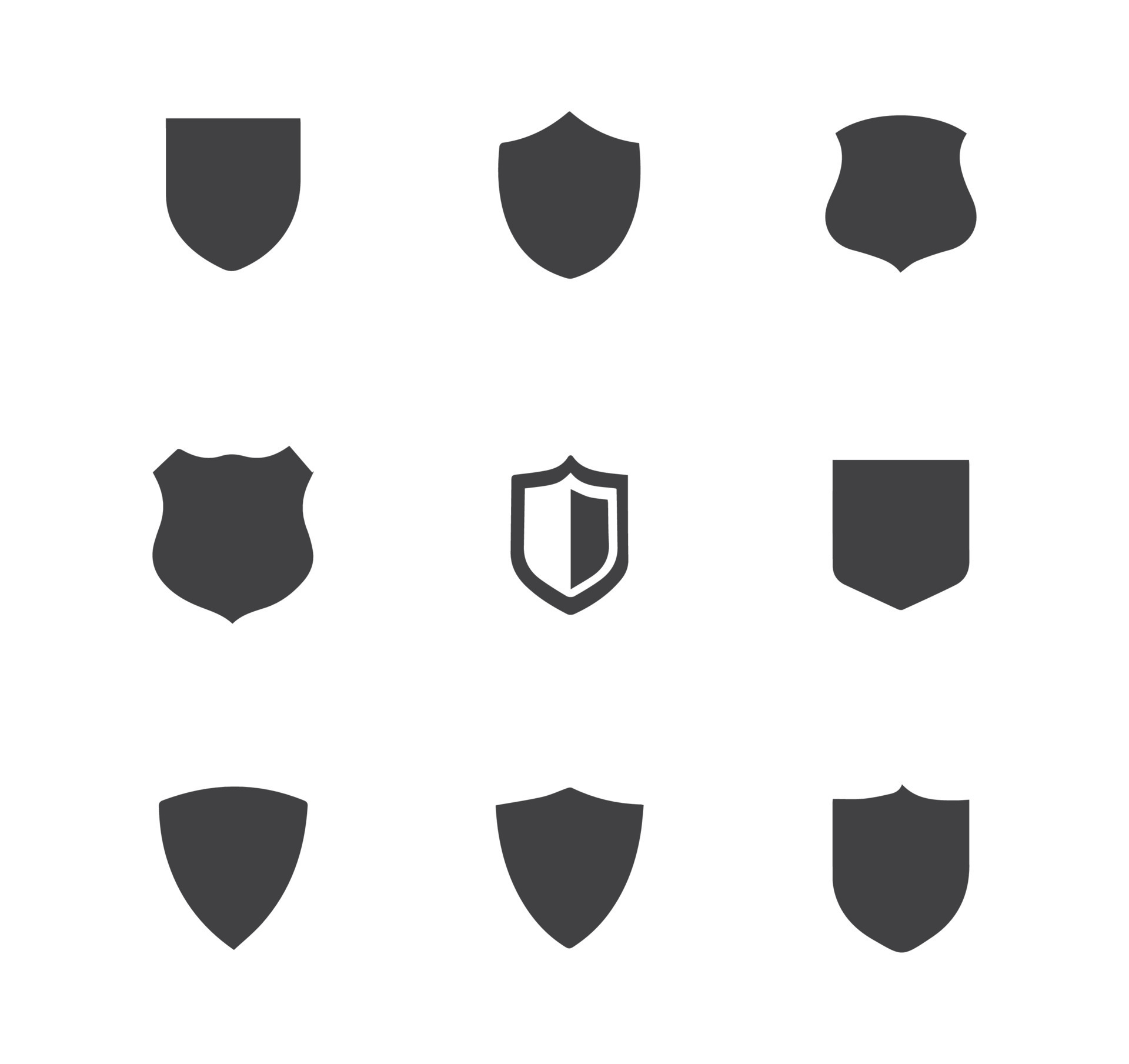 Black Shield Icons Set Vector Image 22032262 Vector Art At Vecteezy