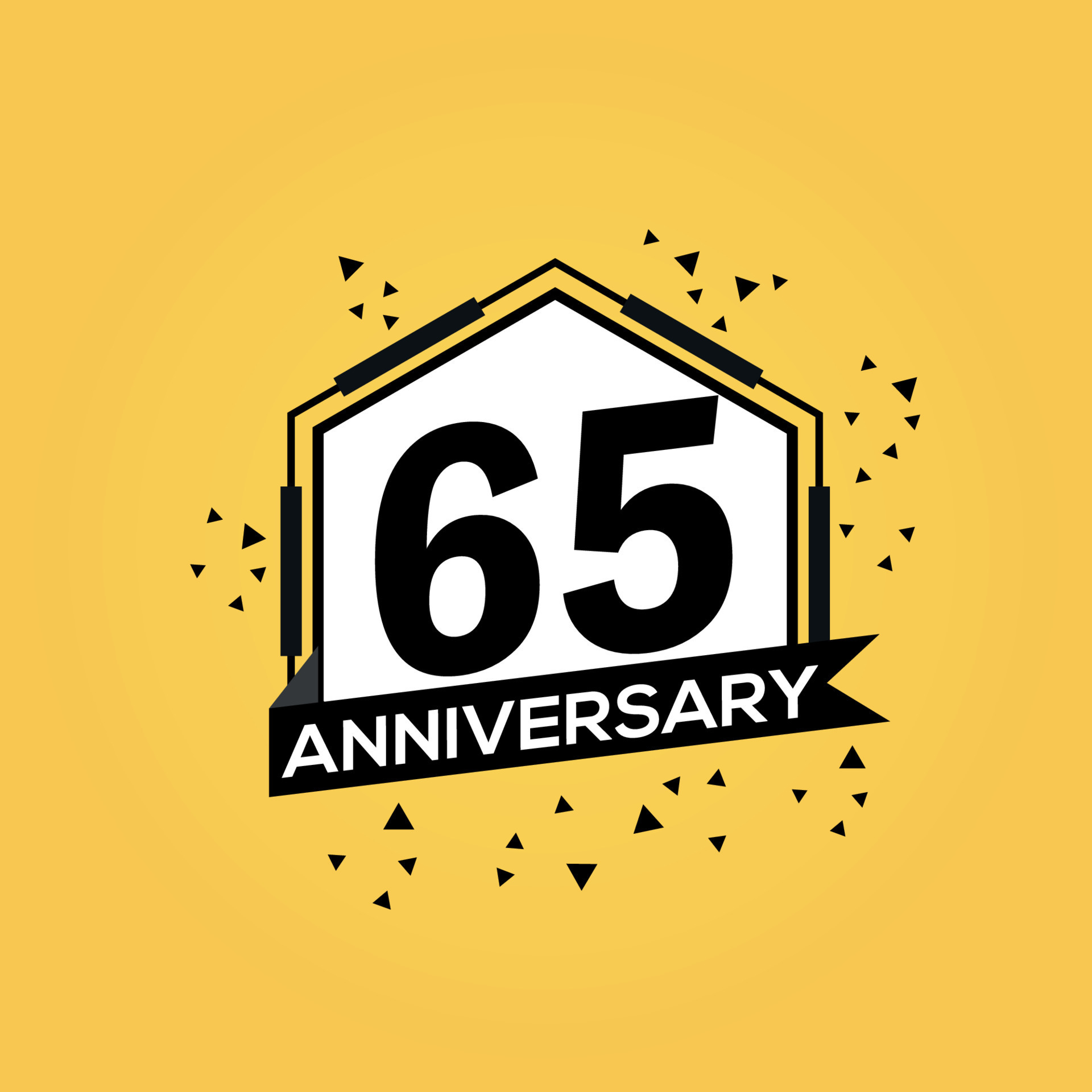 65 years anniversary logo vector design birthday celebration with geometric isolated design ...