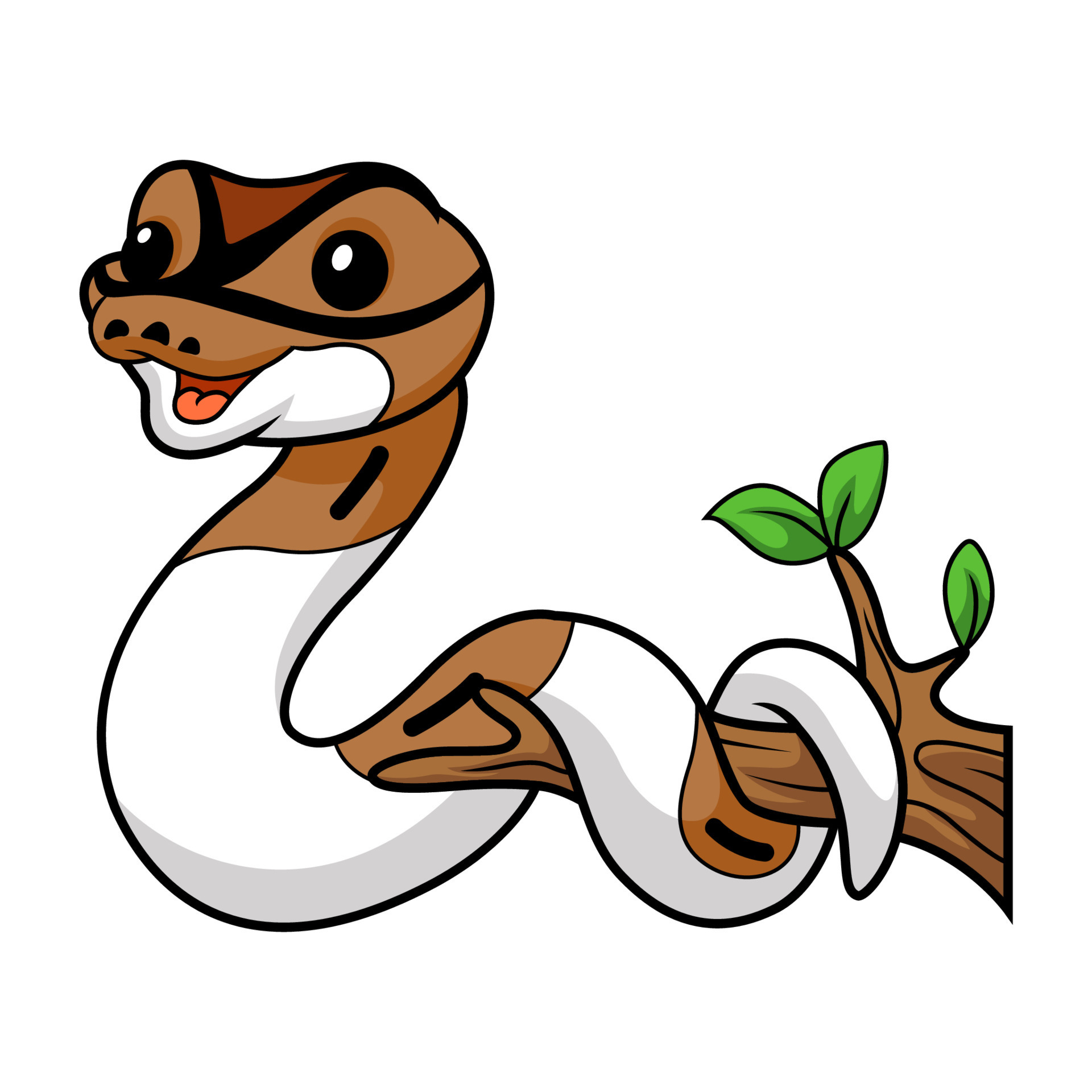 Cute pied ball python cartoon on tree branch 22033495 Vector Art at ...