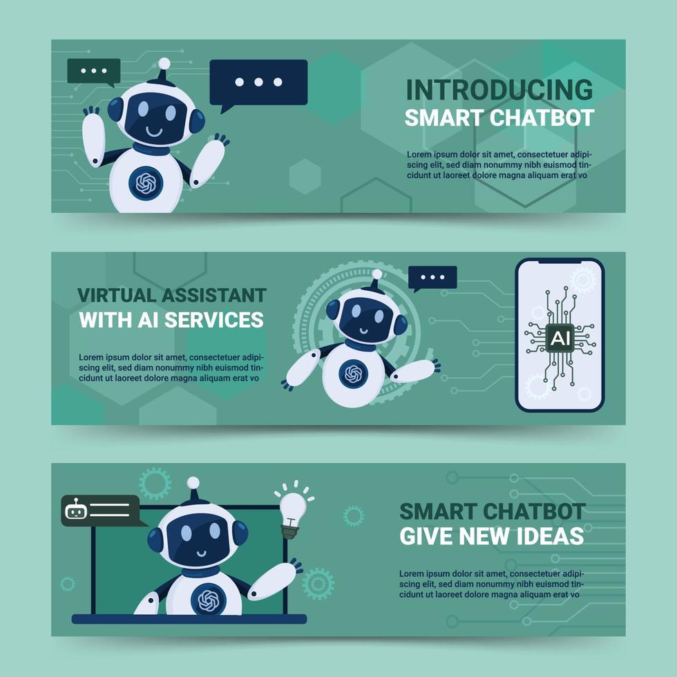 Smart Chatbot Horizontal Banner Collection 22033941 Vector Art at Vecteezy