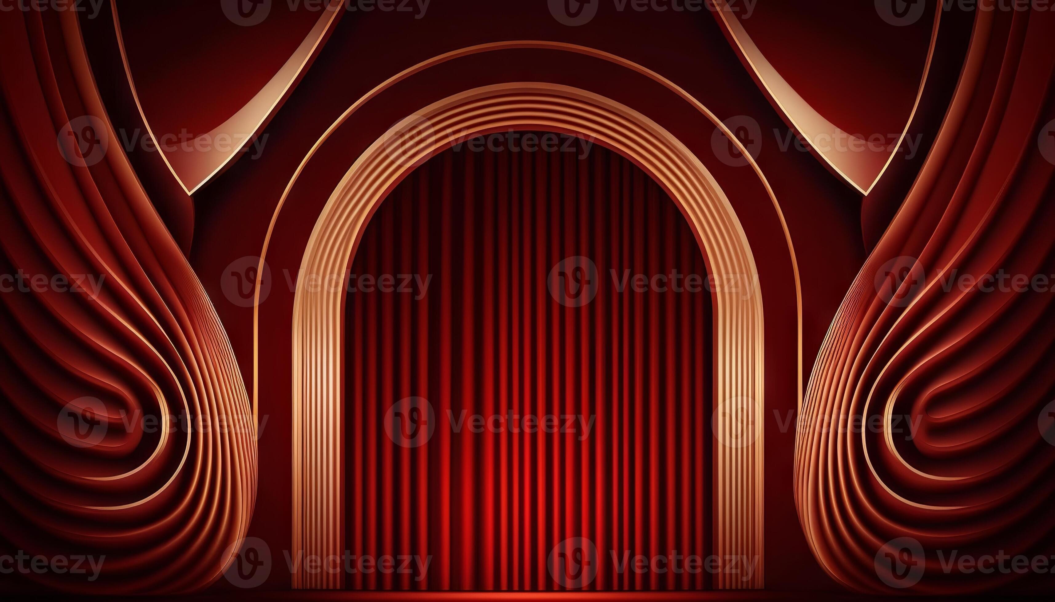 Red Maroon Golden Curtain Stage Award Background. Trophy on Red Carpet ... Red Maroon Golden Curtain Stage Award Background. Trophy on Red Carpet ...