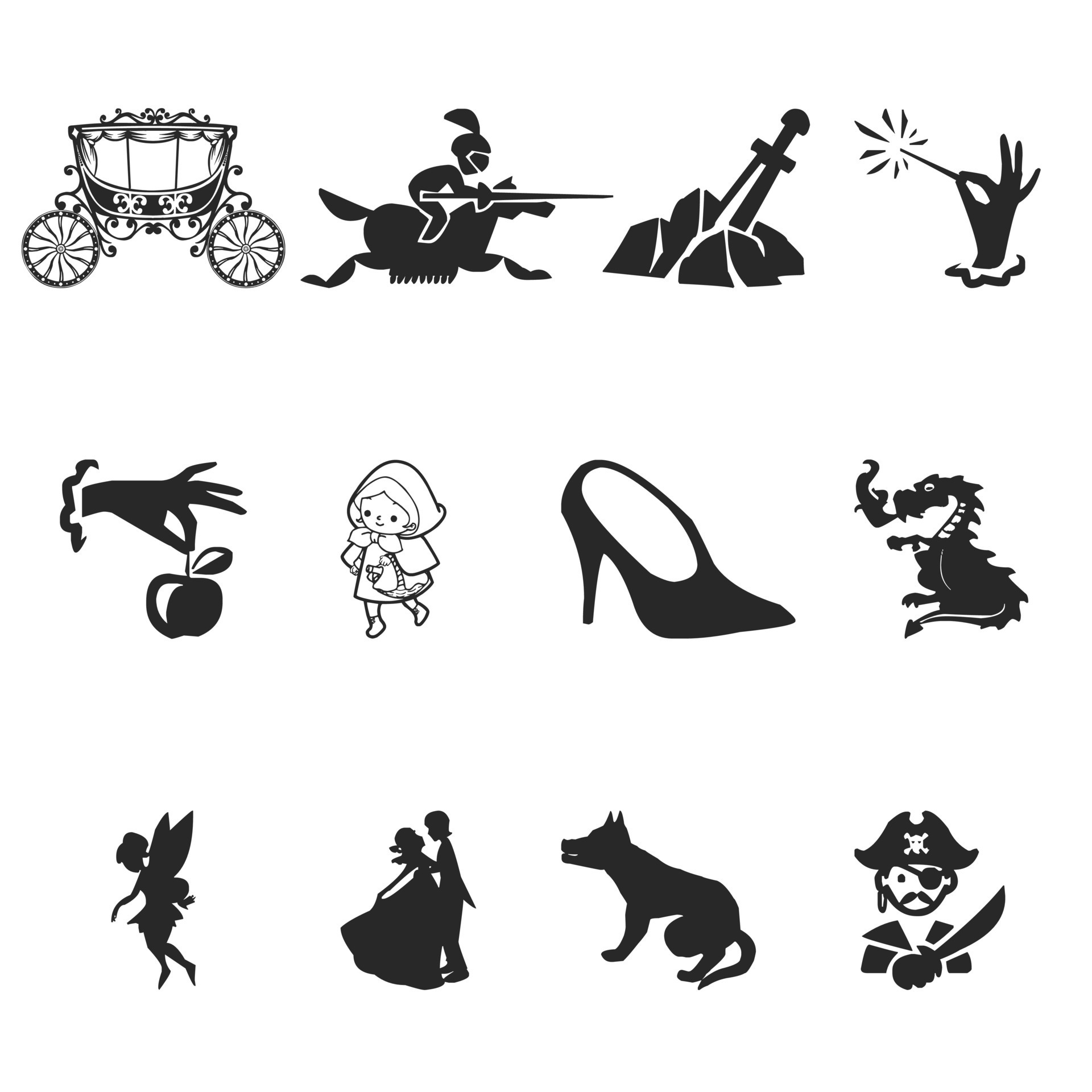 Vector Fairy Tale Characters Icon Set With Unicorn Gnome Wizard Dragon