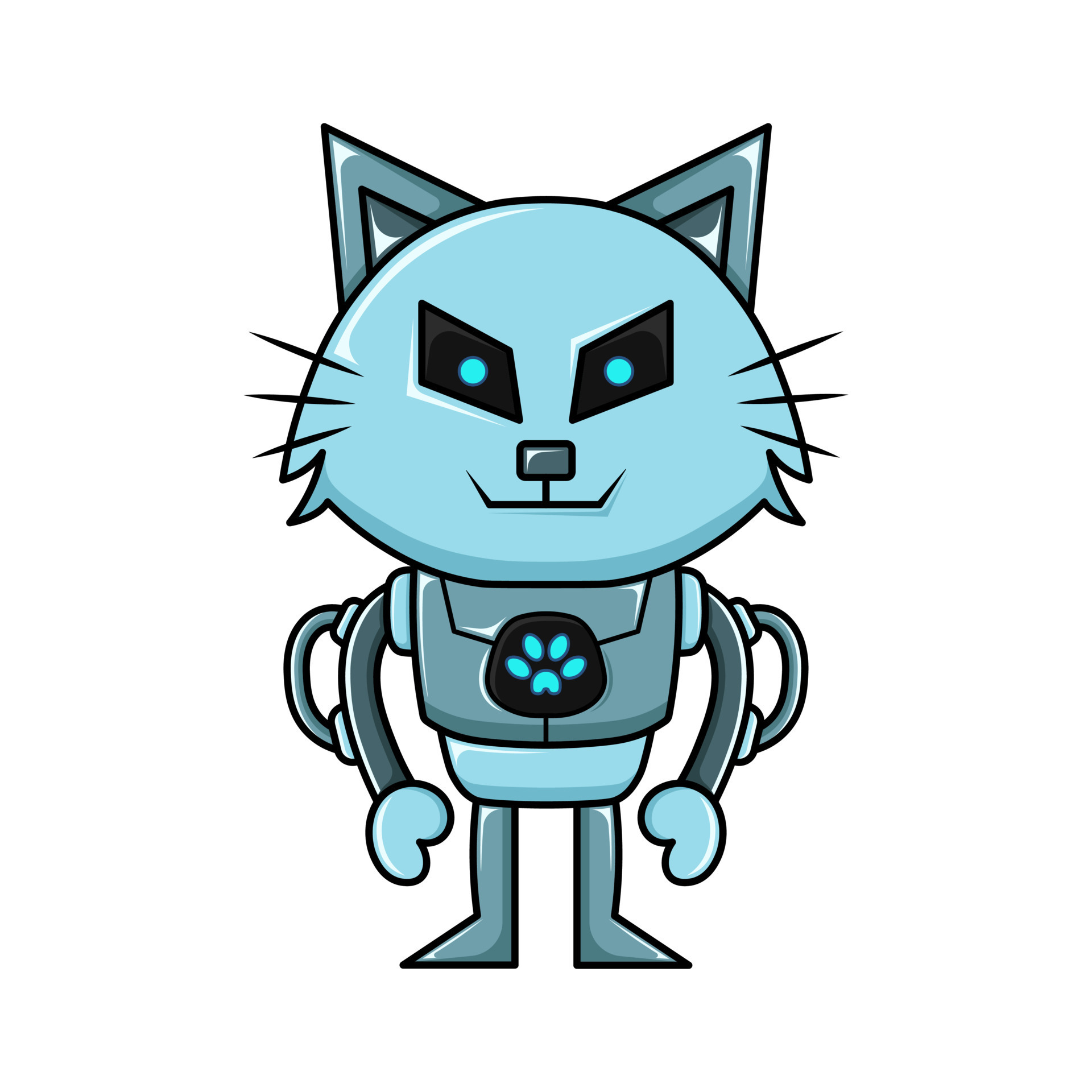 cat robot vector illustration design mascot 22039303 Vector Art at Vecteezy