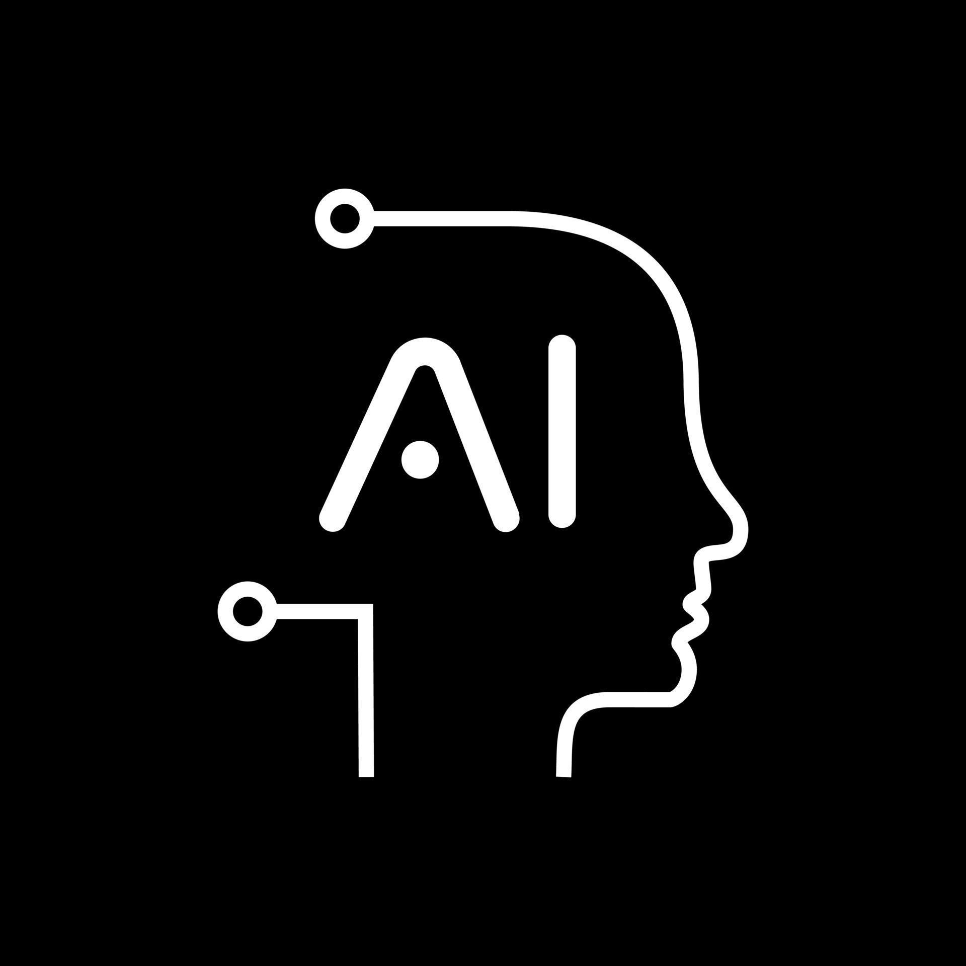artificial intelligence icon set in line style, machine learning, smart robotic and cloud ...