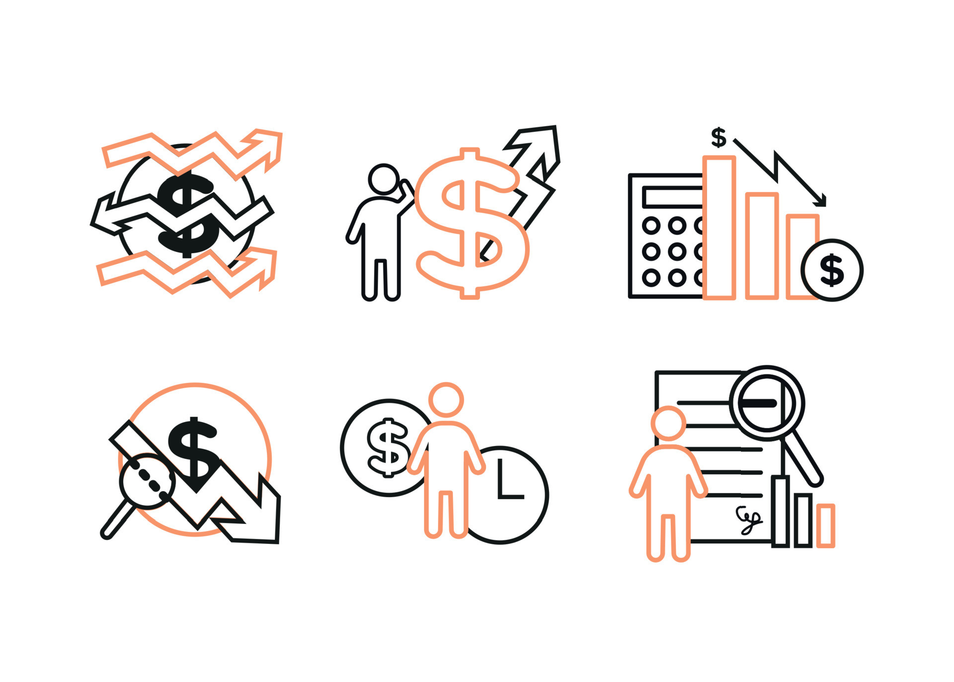 Finance icons set. Vector illustration of financial management ... Finance icons set. Vector illustration of financial management ...