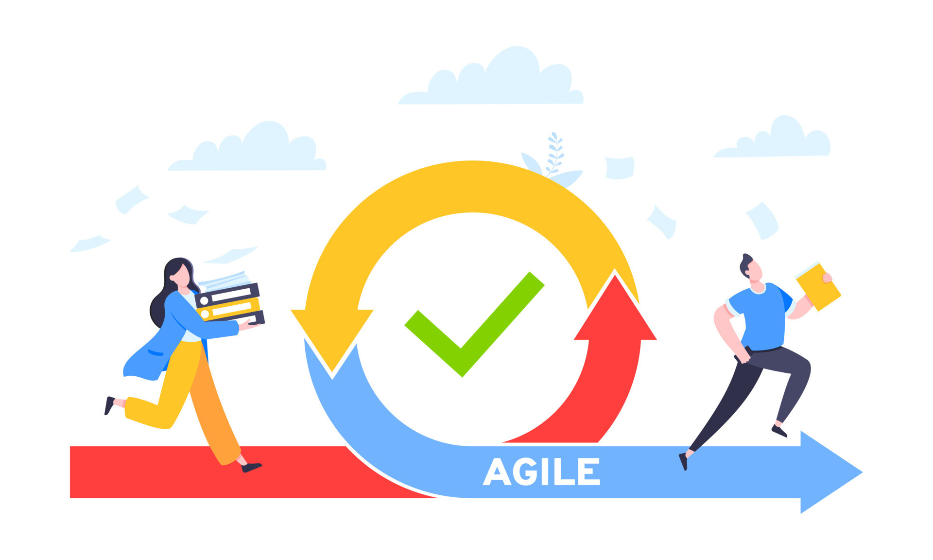 Agile Development Methodology Business Concept Flat Style Design Vector