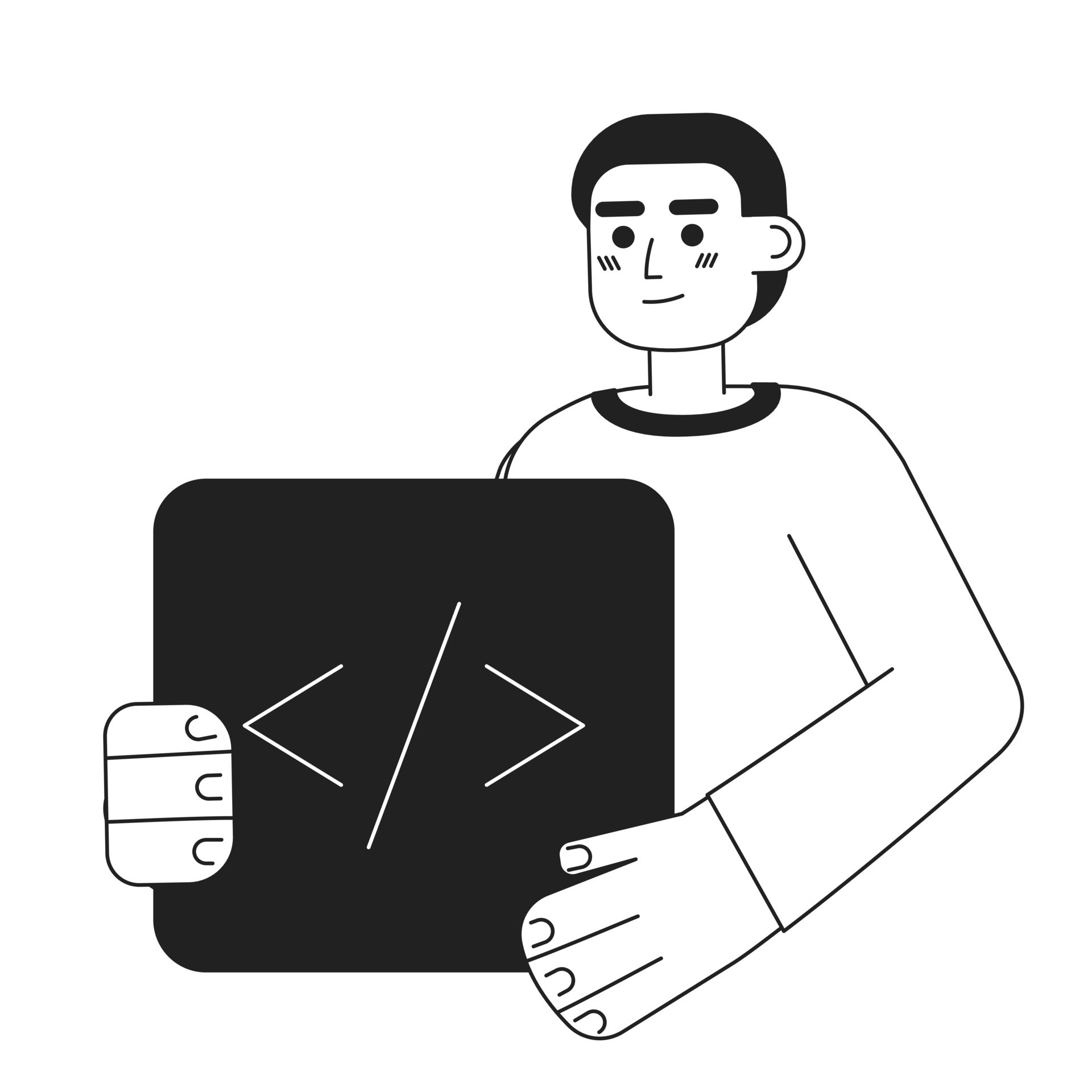 Professional programmer course black and white concept vector spot ...