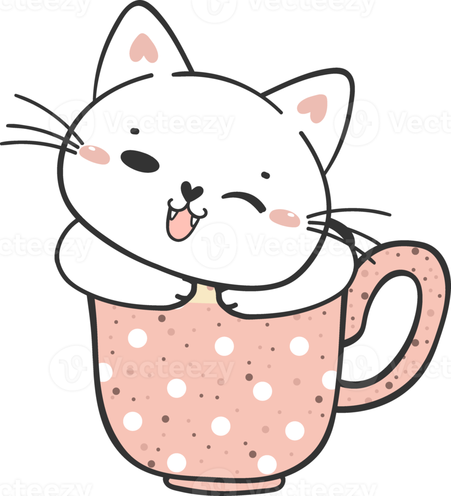Free Linda Kawaii Juguetón Gatito Gato En Cerámica Café Jarra Dibujos